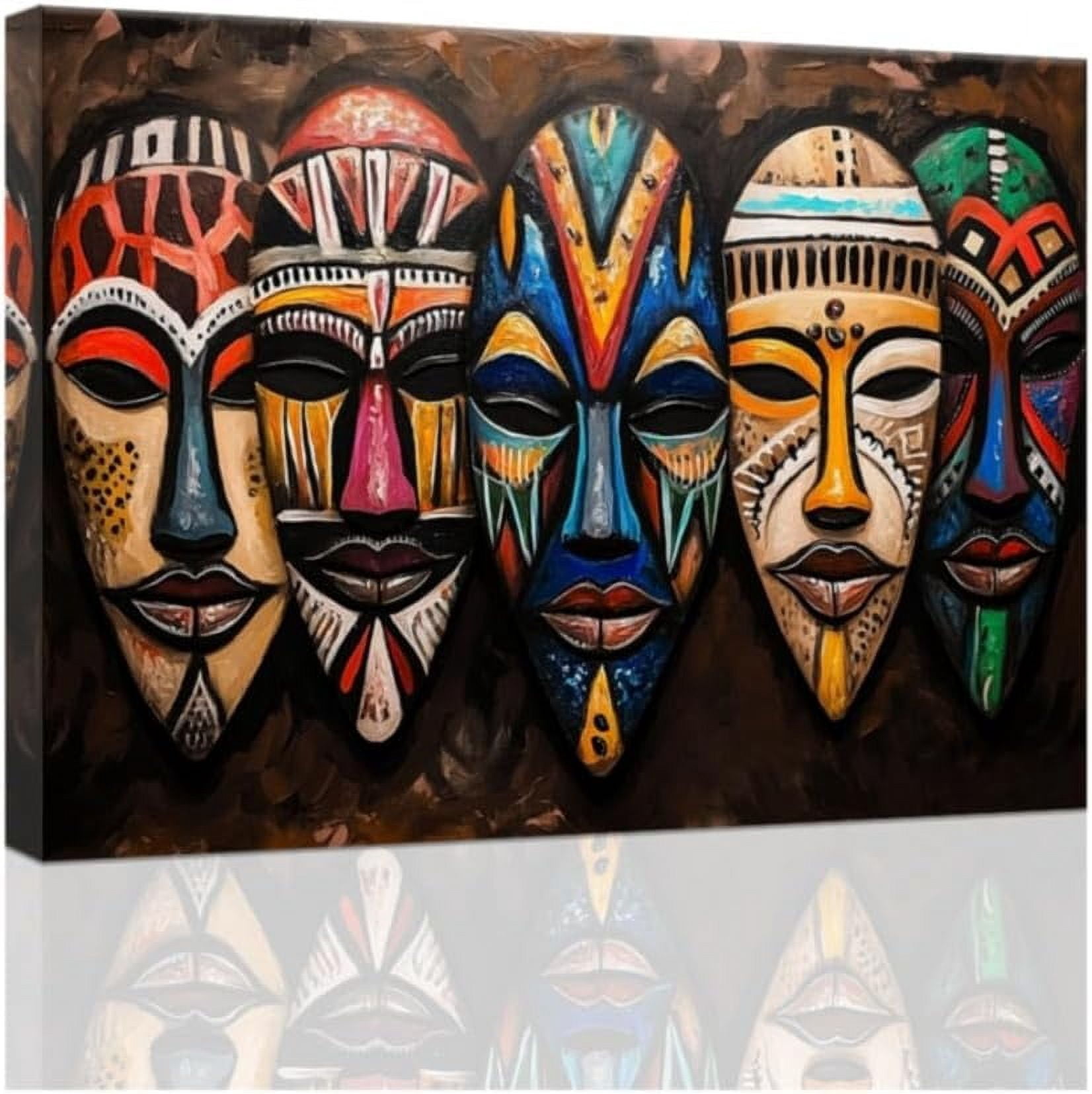 AVOI African Masks Wall Art Vintage Tribal Painting Black Art Prints ...