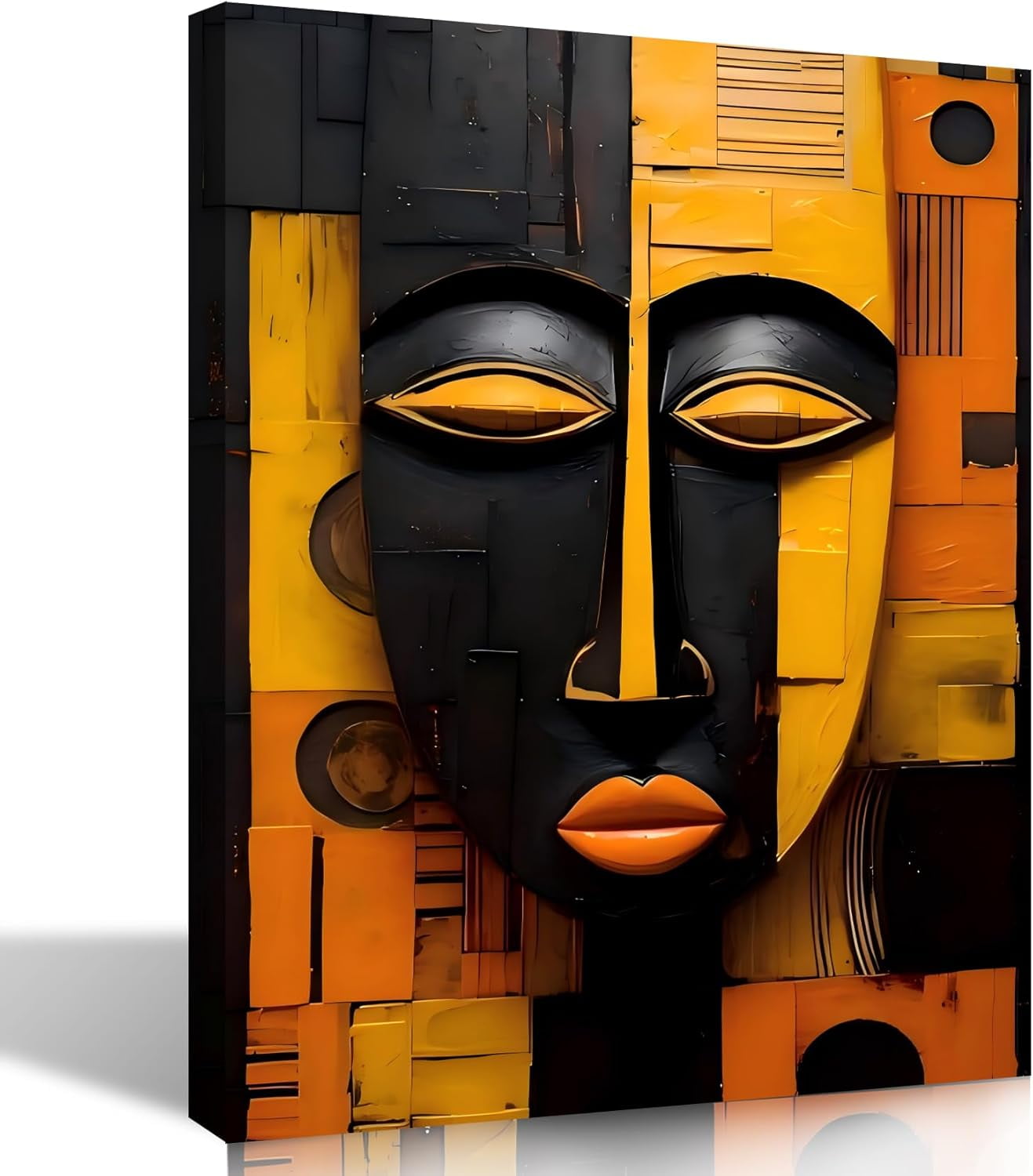 AVOI African Tribal Masks Wall Art Decor, Black Yellow Poster Painting ...