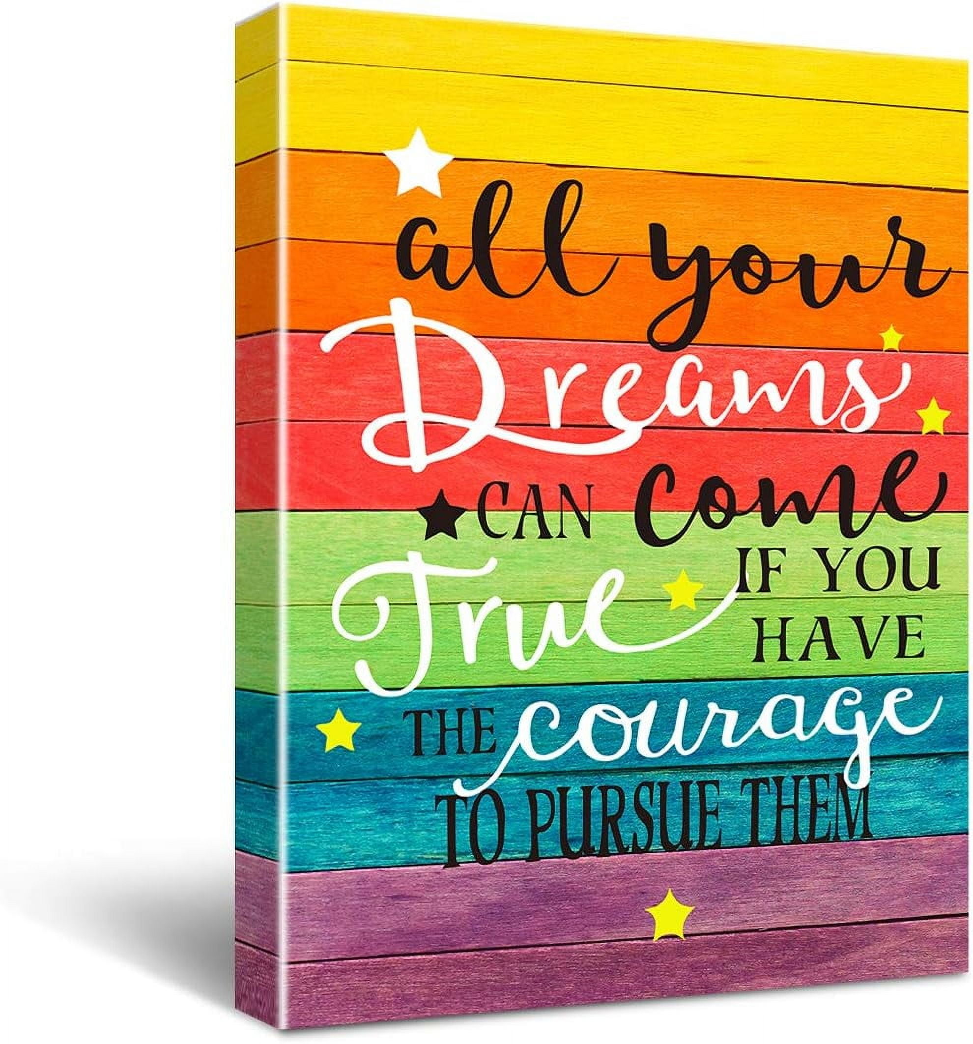AVOI All Your Dreams Can Come True Inspirational Quote Canvas Wall Art ...