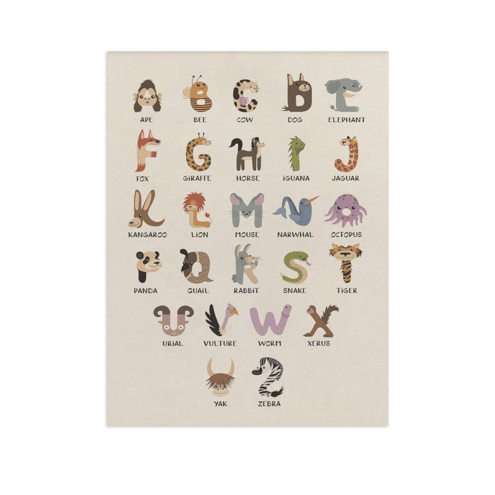AVOI Alphabet ABC Poster, Nursery Wall Decor, Boho Animal Nursery Decor ...