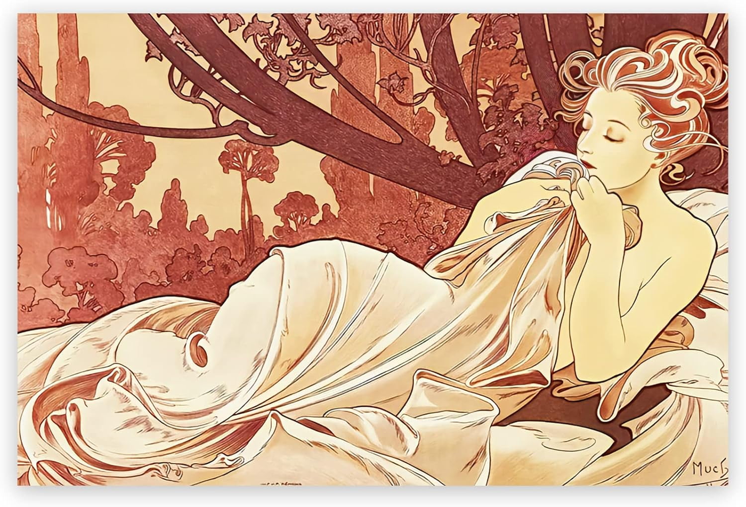 AVOI Alphonse Mucha Print - Dusk Poster - Vintage Canvas Wall Art ...