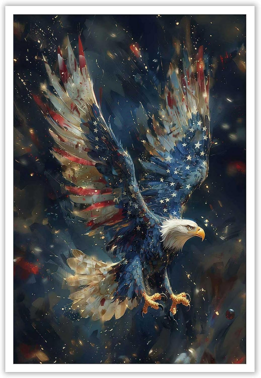 AVOI American Bald Eagle With Flag Posters Usa Independence Day Canvas ...