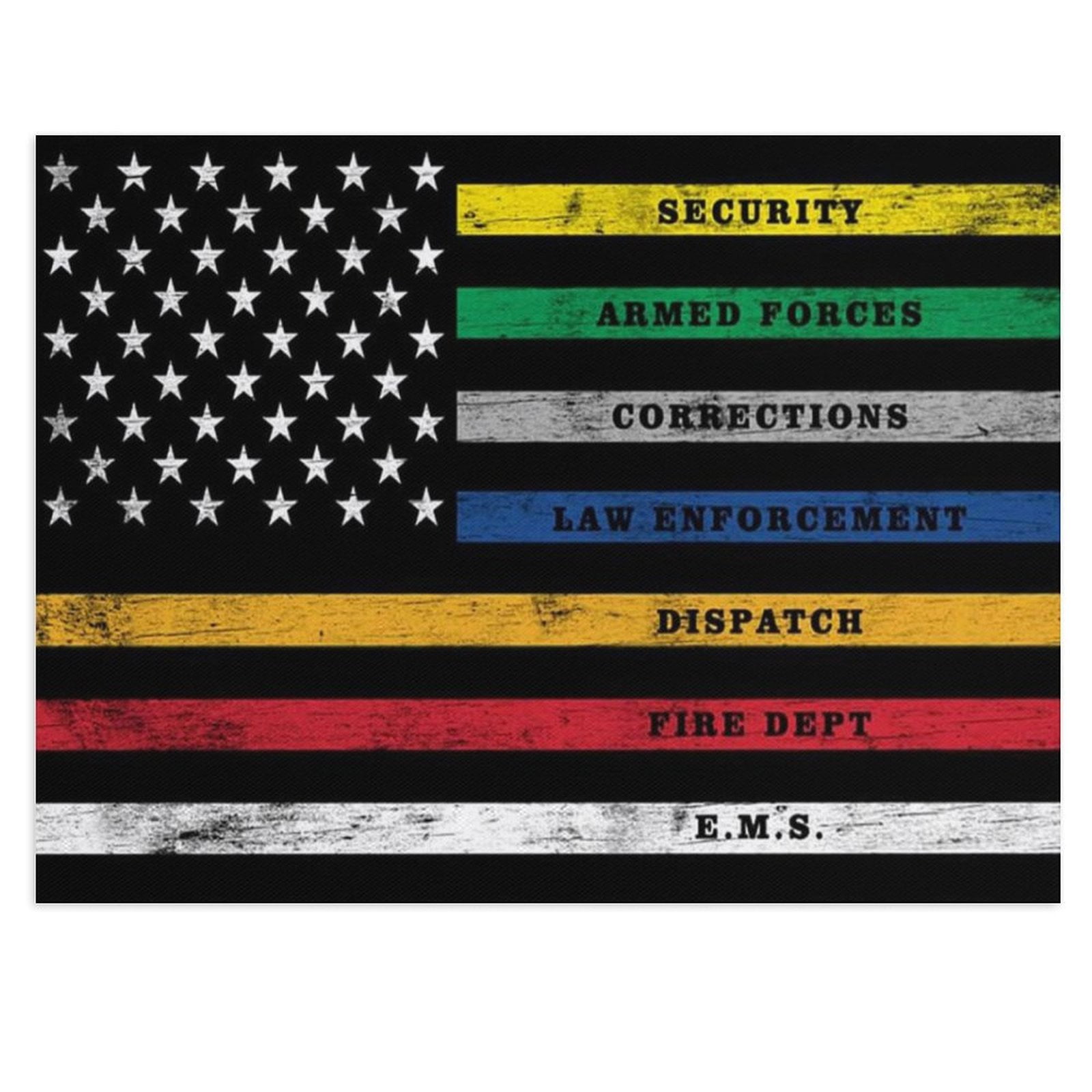 AVOI American Flag Poster Wall Art Canvas Room Decor·EMT/EMS Military ...