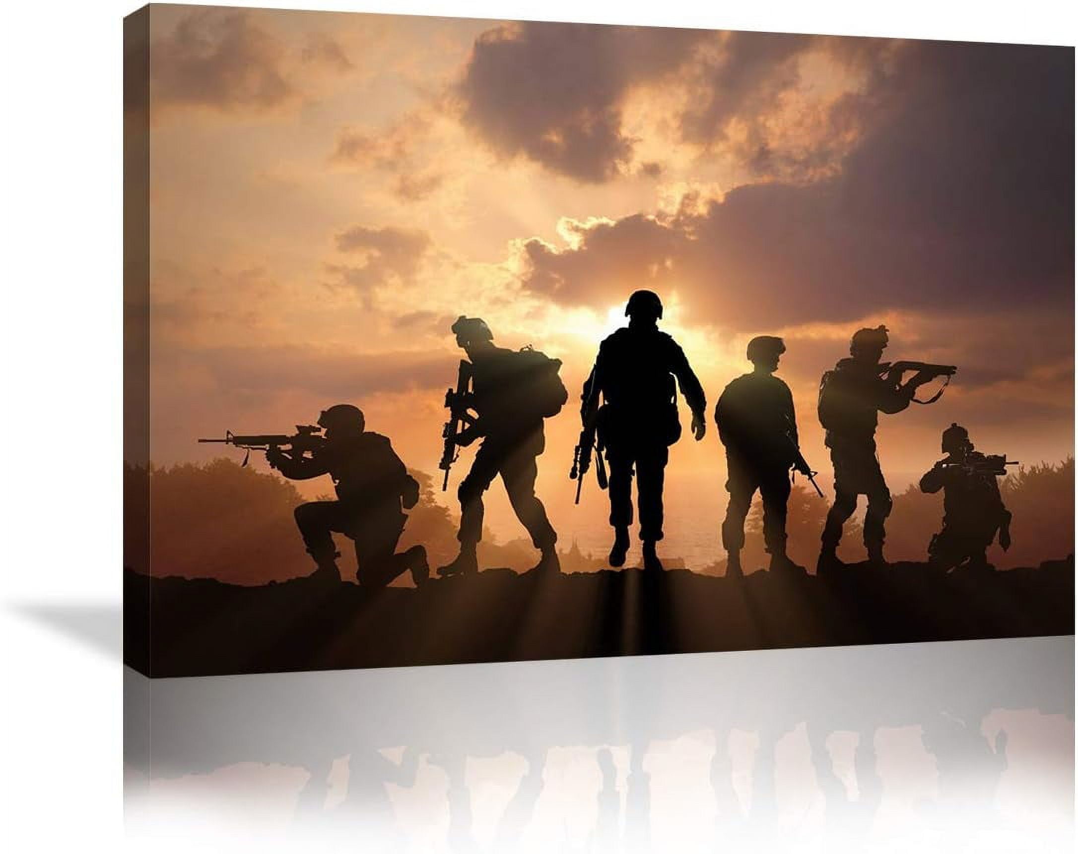AVOI American Soldier Wall Art Military Poster Army Troops Silhouettes ...