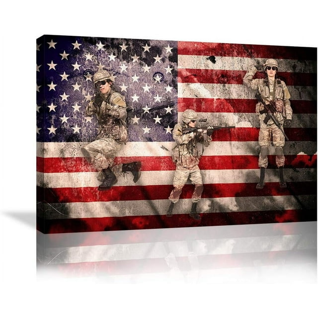 AVOI American Soldiers Wall Art American Flag Background Military Wall ...
