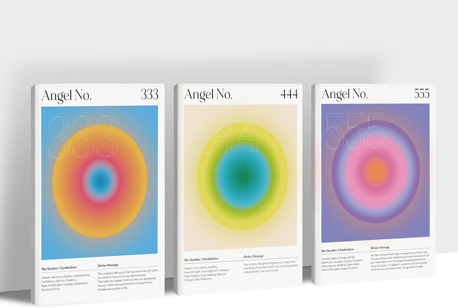 AVOI Angel Number Wall Art - 333 444 555 Colorful Aura Energy Gradient ...