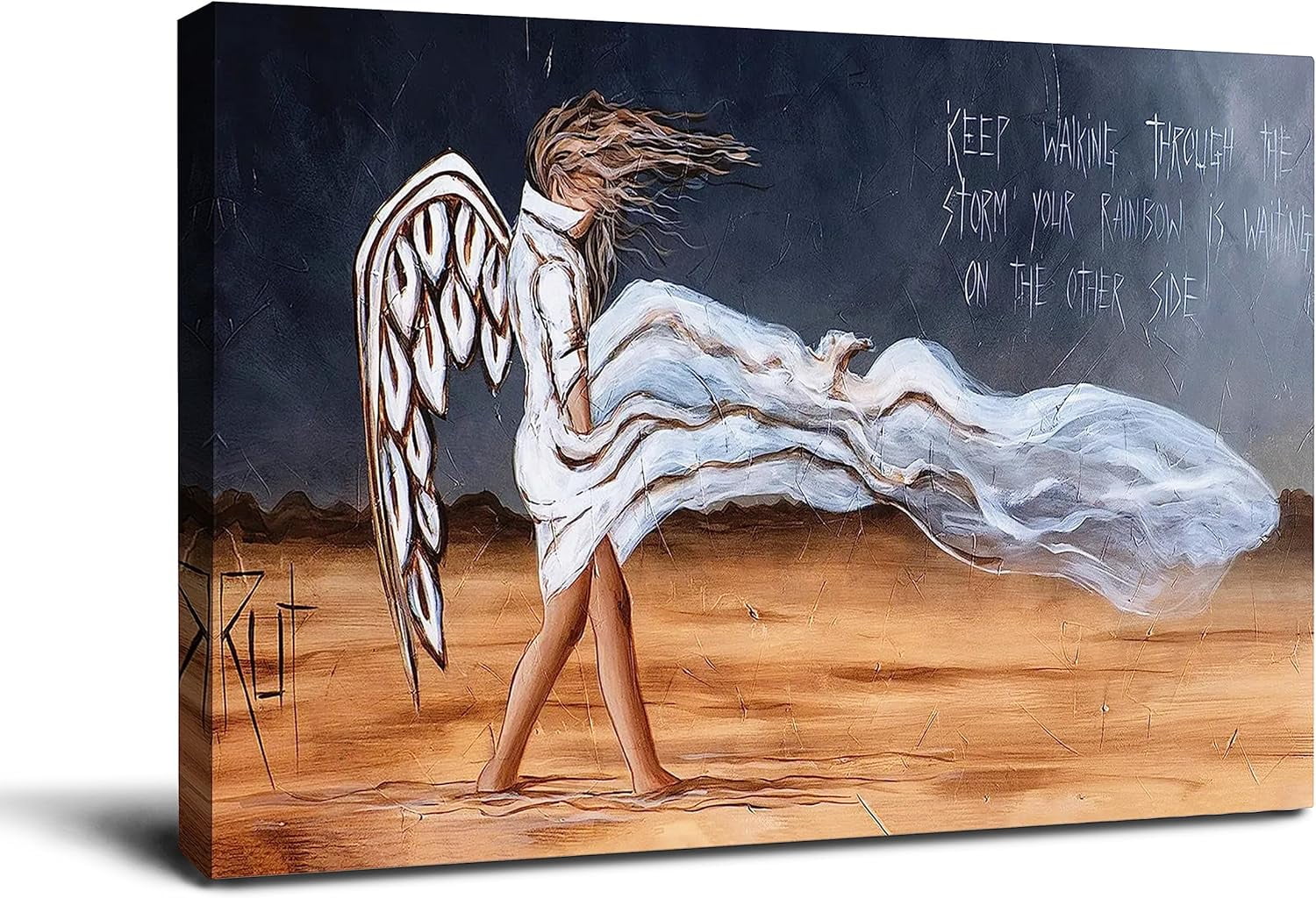 AVOI Angel Wing Abstract Canvas Print Keep Walking Inspirational Angel ...