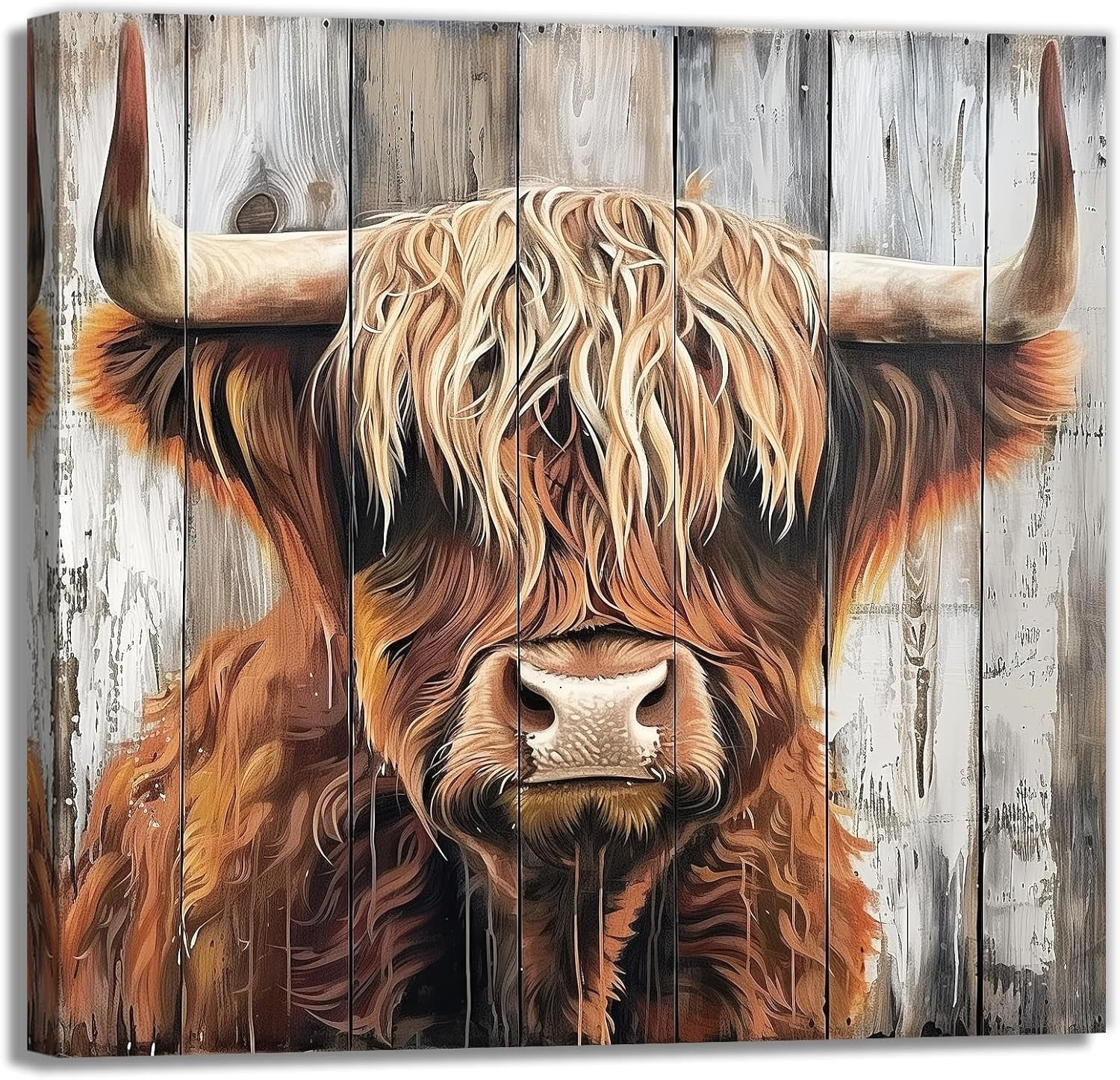 AVOI Animal Wall Art Farmhouse Picture Artwork Vintage Highland Cow ...