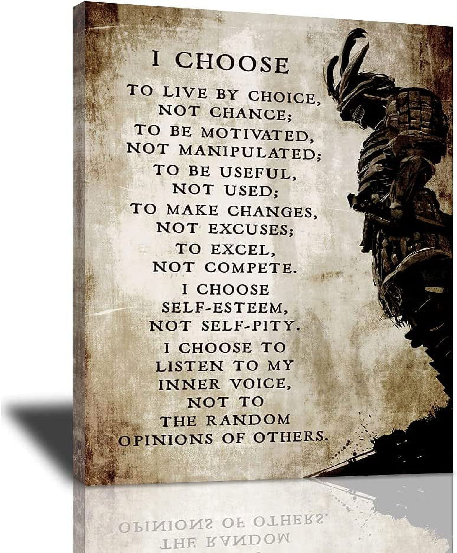 AVOI Armored Samurai Canvas Wall Art I Choose to Live by Choice Canvas ...