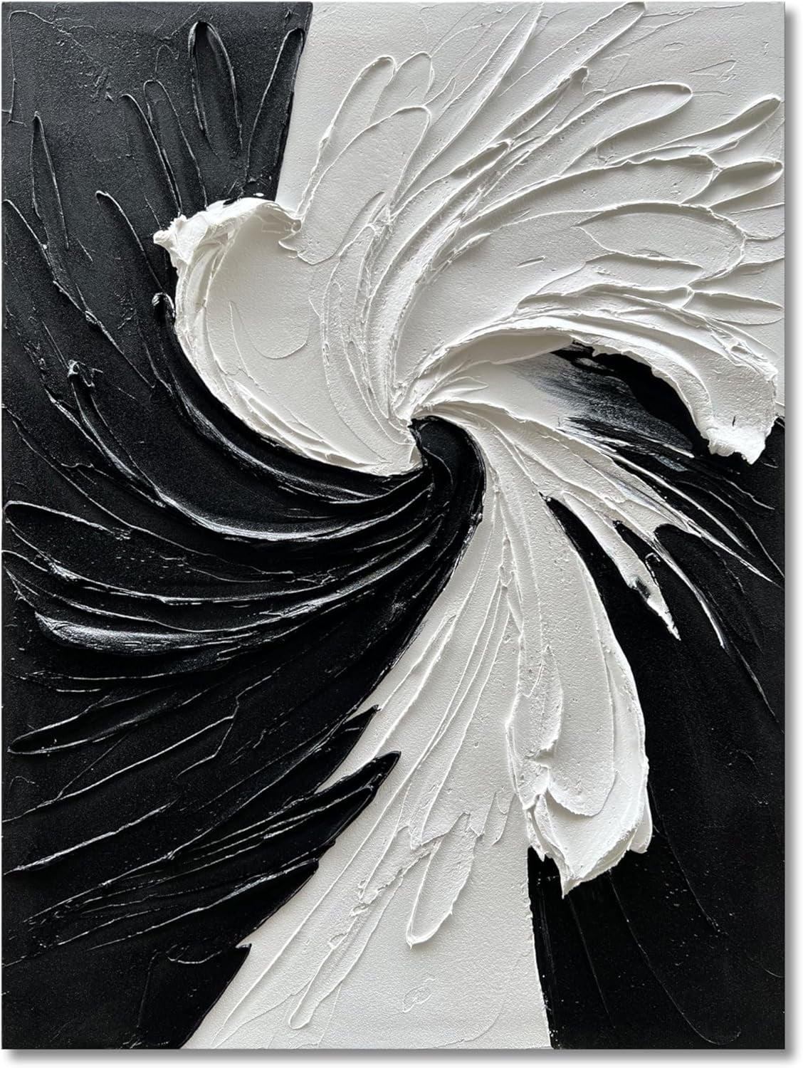 AVOI Art 40x28 inch Hand-Painted Black and White Texture Abstract Art ...