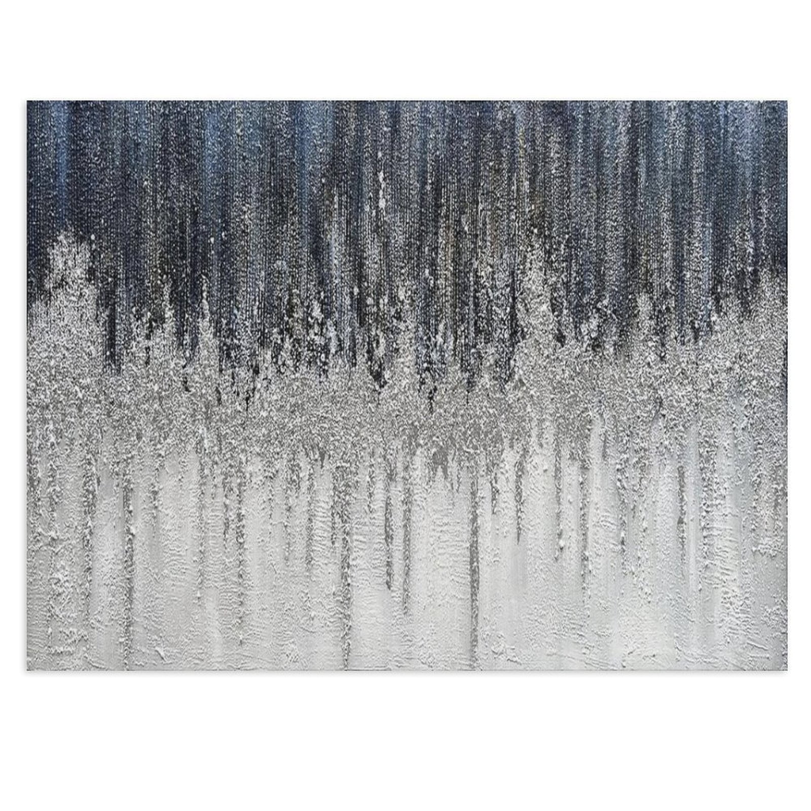 AVOI Art Hand painted Abstract Oil painting Blue white Silver textured ...