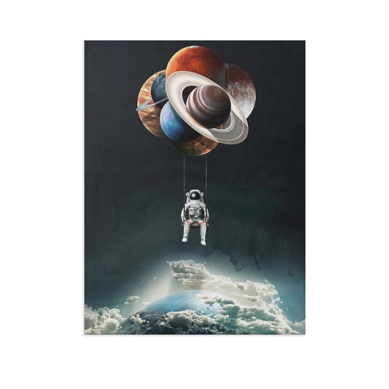 AVOI Astronaut Holding Planetary Balloon Wall Art, Cosmic Space Theme ...