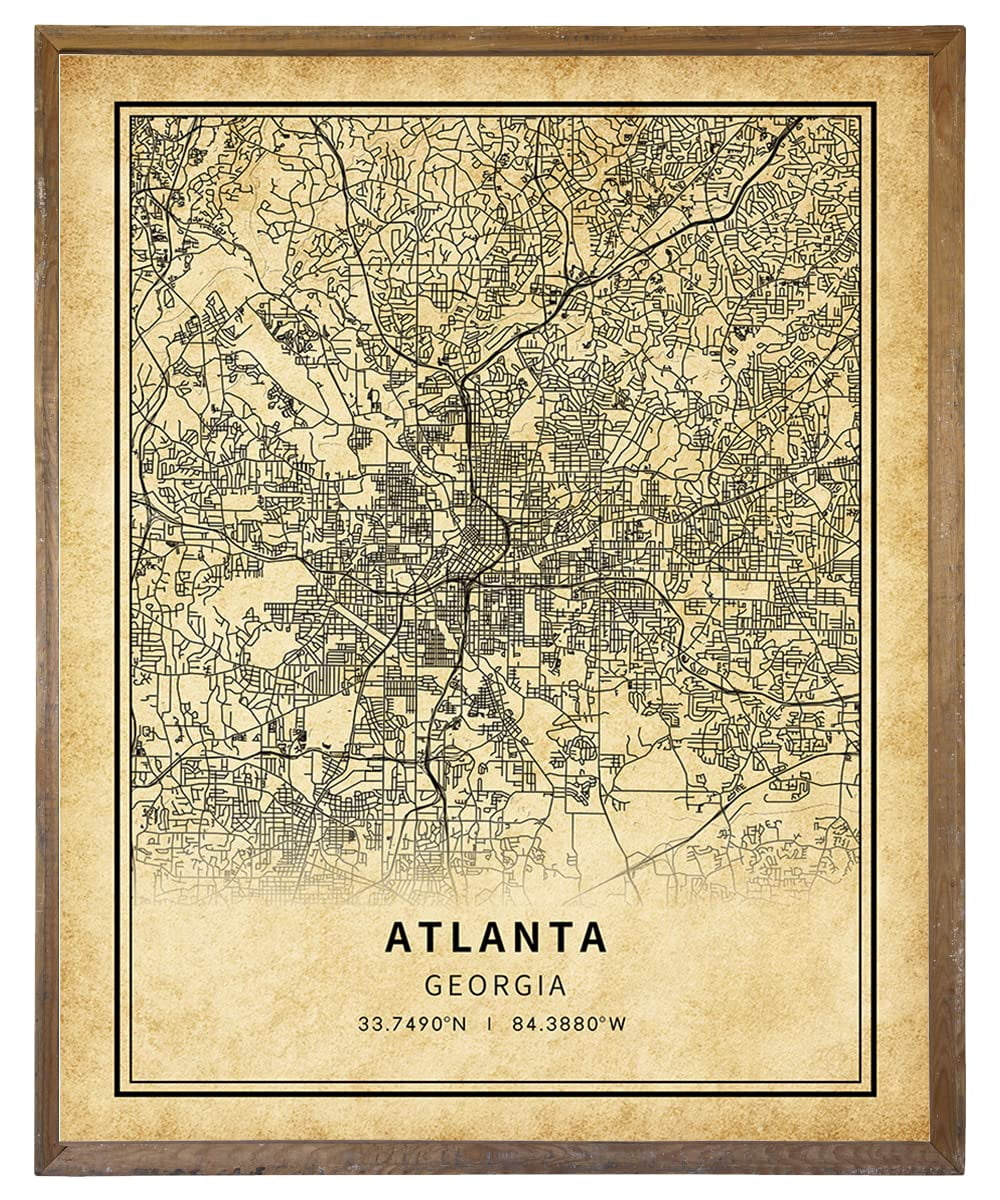 AVOI Atlanta Vintage Poster - Atlanta Map Wall Art - Atlanta Street ...