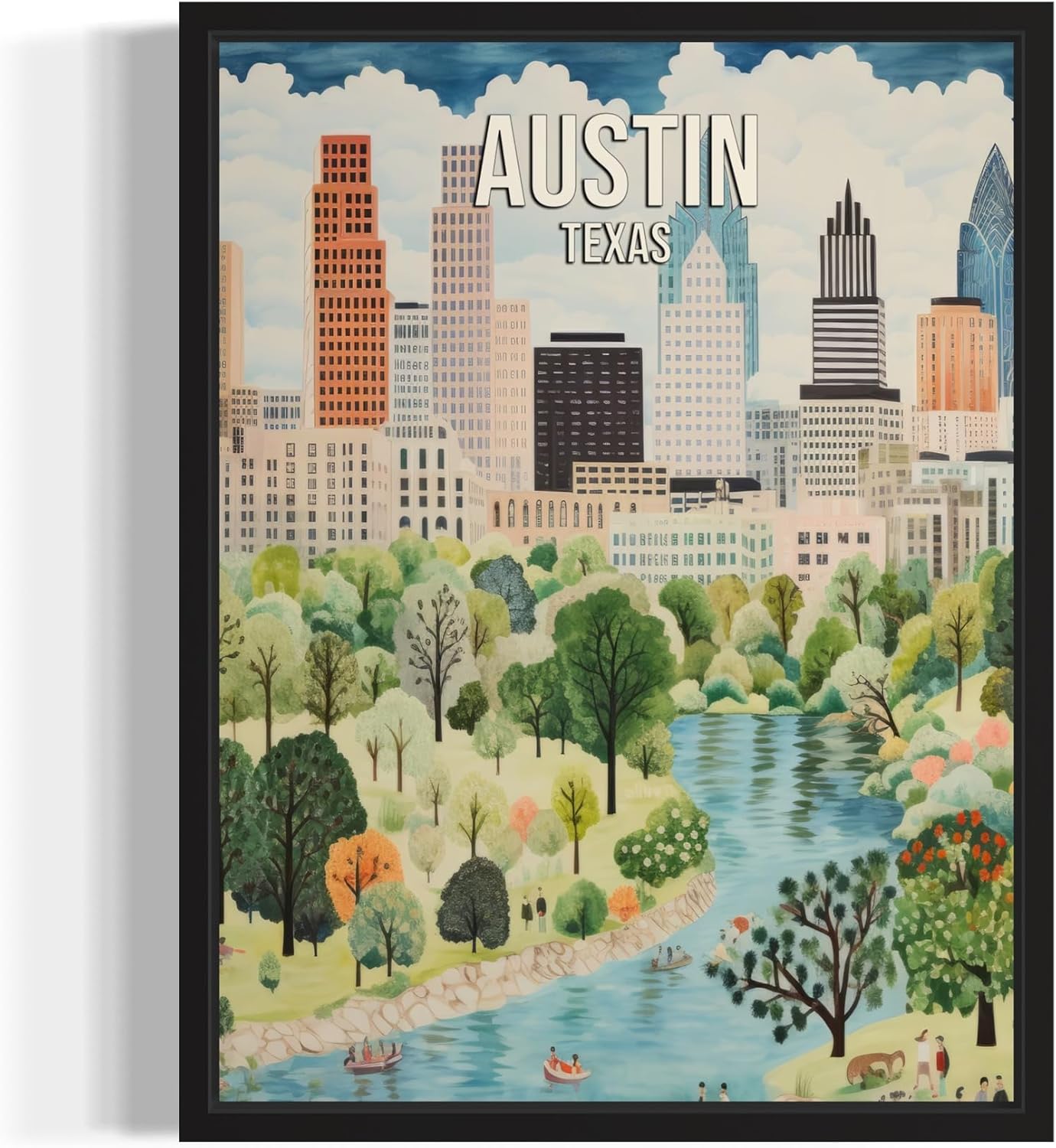 AVOI Austin Texas Poster Art Print Wall Art, Skyline City Vintage ...