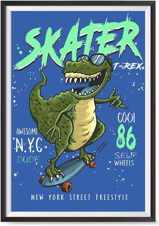 AVOI Awesome Dinosaurs T-Rex Posters - Skater Racer Trex Jurassic Games ...