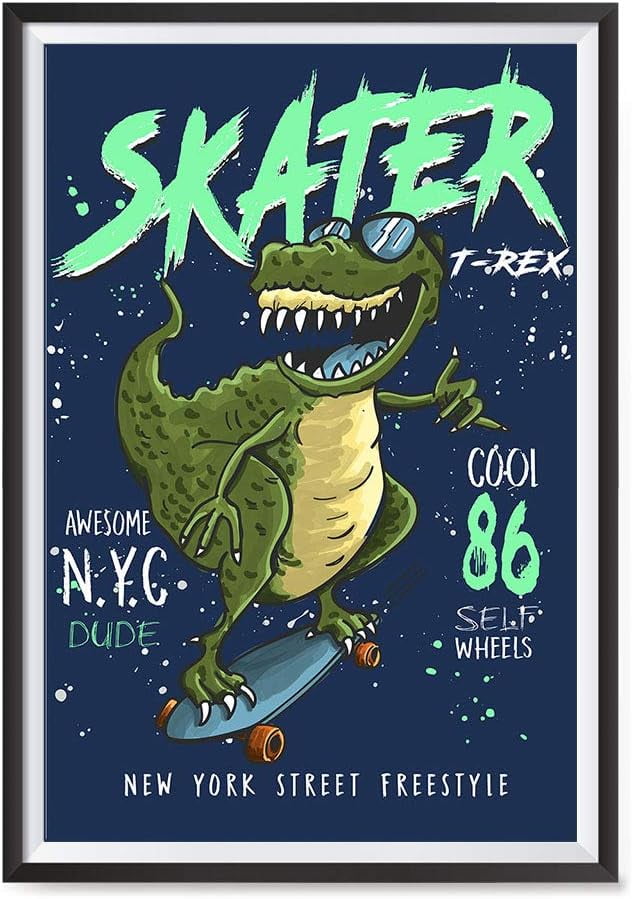 AVOI Awesome Dinosaurs T-Rex Posters - Skater Racer Trex Jurassic Games ...