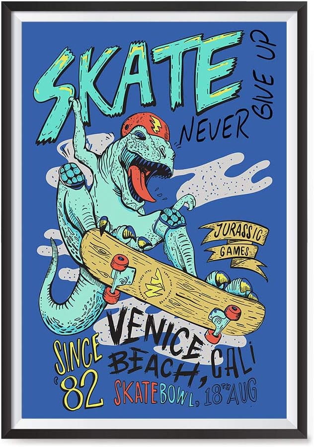 AVOI Awesome Dinosaurs T-Rex Posters - Skater Racer Trex Jurassic Games ...