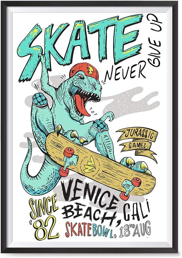 AVOI Awesome Dinosaurs T-Rex Posters - Skater Racer Trex Jurassic Games ...