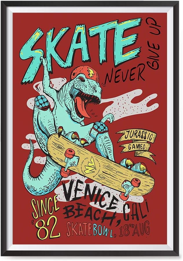 AVOI Awesome Dinosaurs T-Rex Posters - Skater Racer Trex Jurassic Games ...