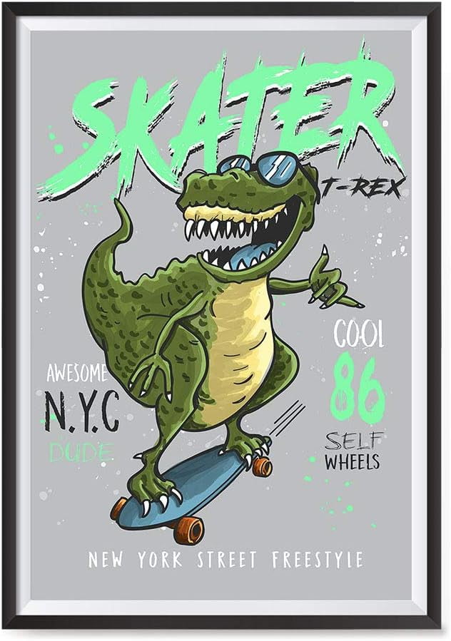 AVOI Awesome Dinosaurs T-Rex Posters - Skater Racer Trex Jurassic Games ...
