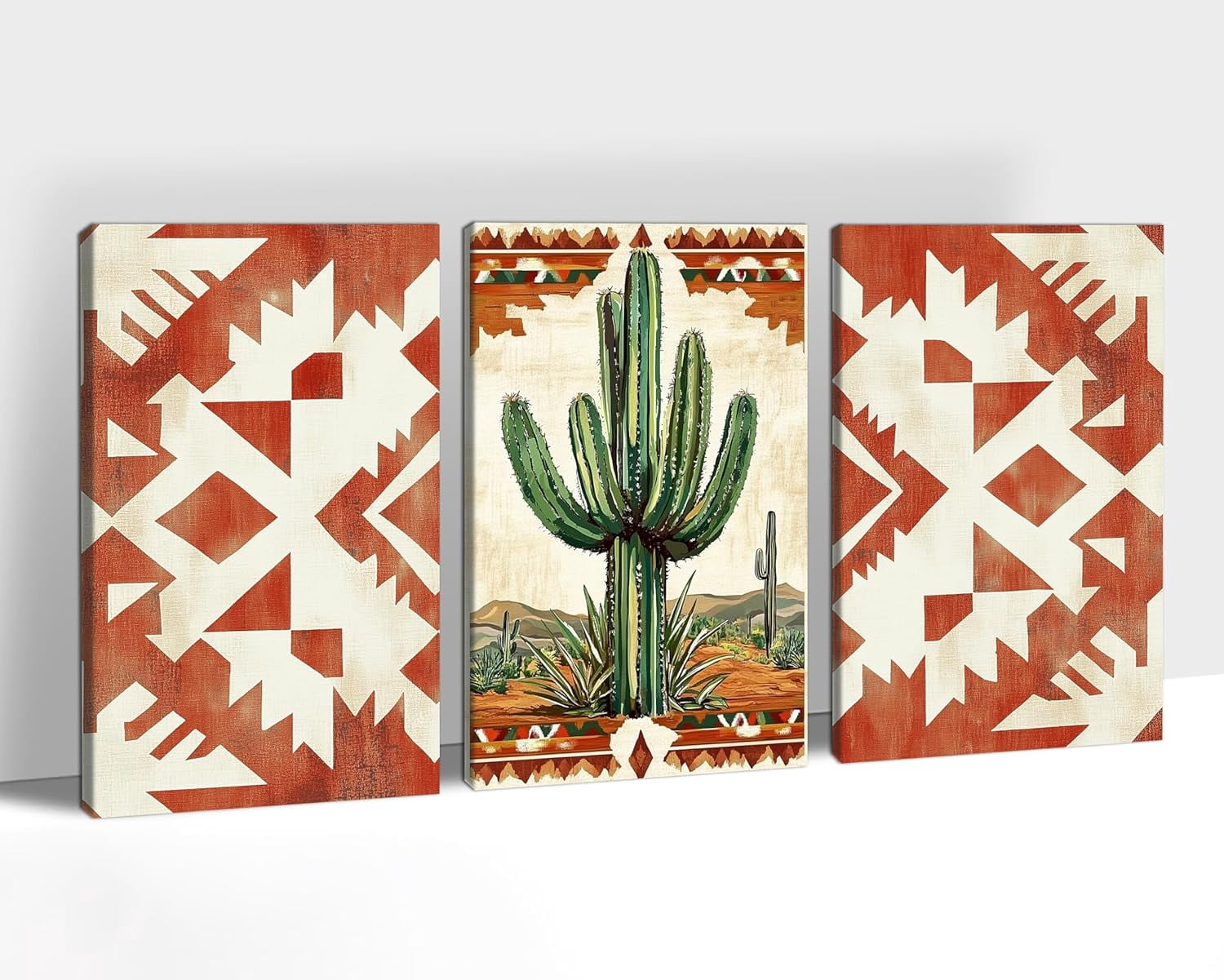 AVOI Aztec Wall Art for Living Room, Western Cactus Pictures Aztec Wall ...