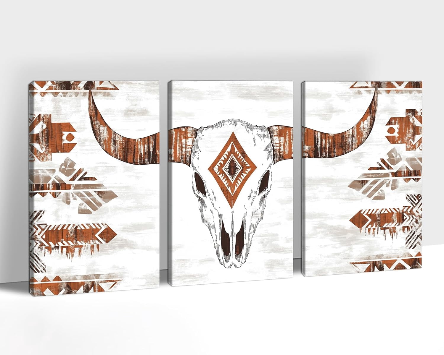 AVOI Aztec Wall Art for Living Room, Western Cow Skull Pictures Aztec ...