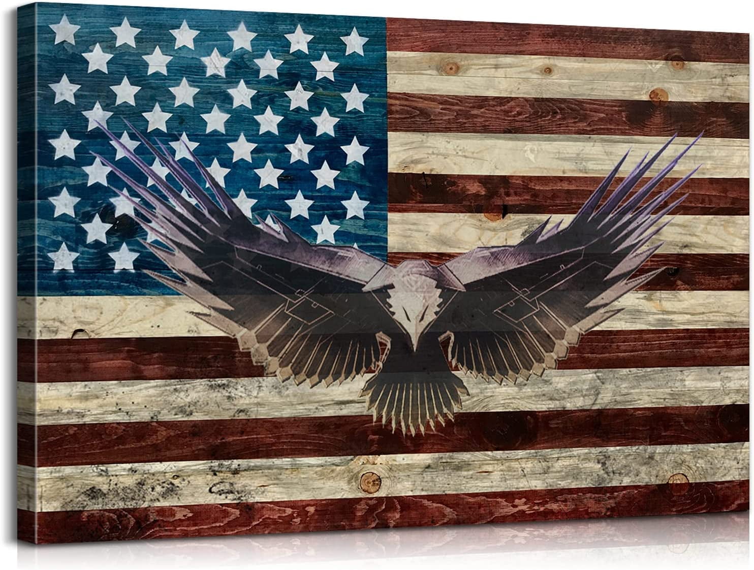 AVOI Bald Eagle American Flag Canvas Wall Art Cool Eagle American Flags ...