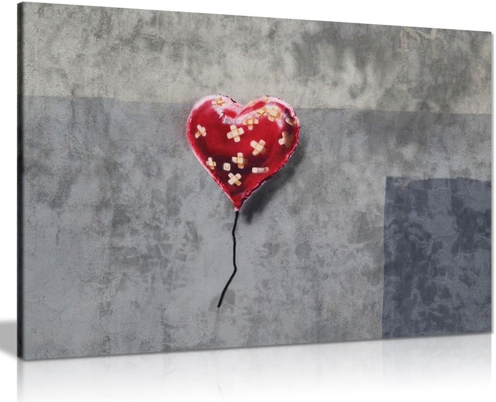 AVOI Bandaged Heart Balloon Banksy Canvas Wall Art Picture Print ...