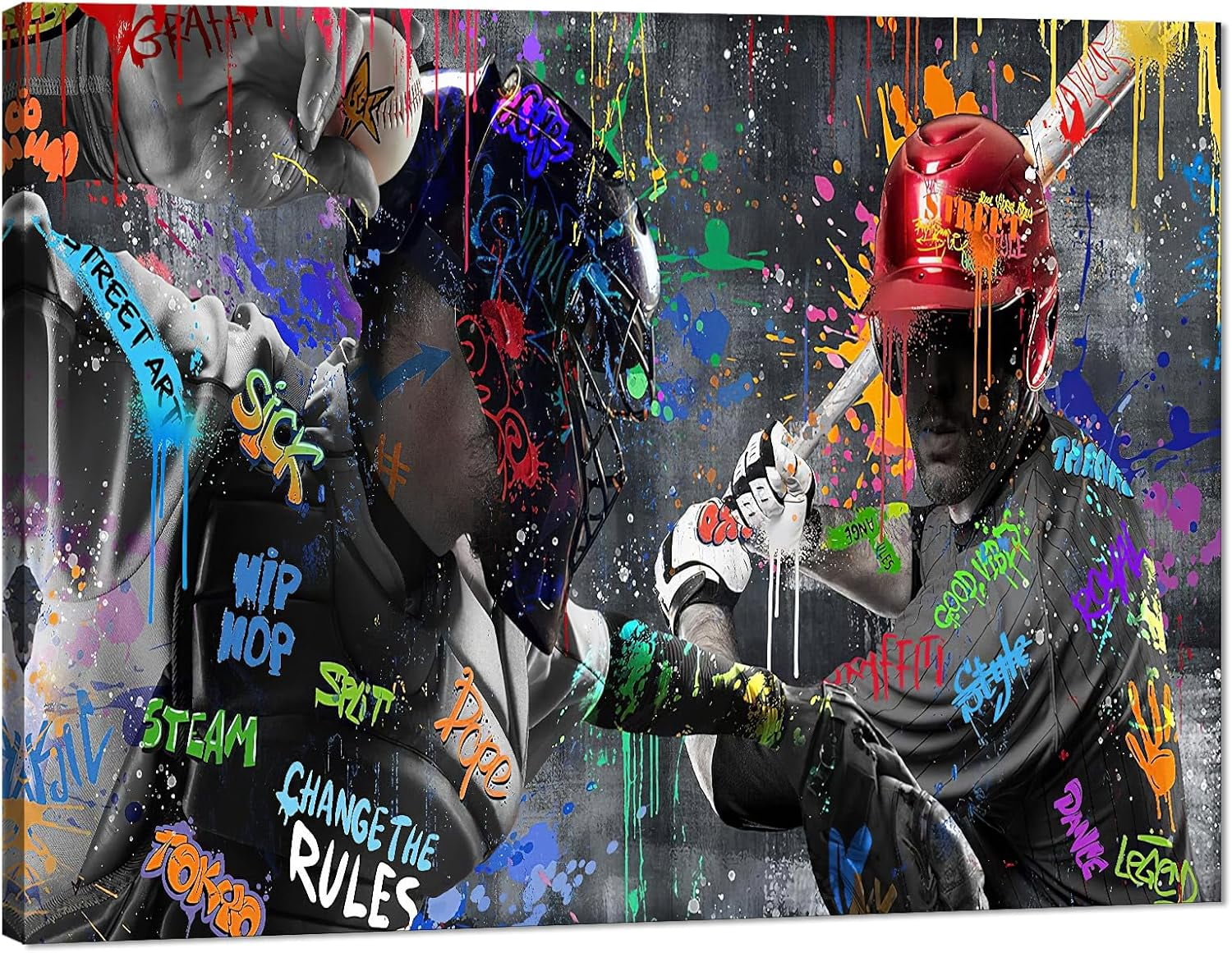 AVOI Banksy Art Wall Decor Abstract Street Baseball Graffiti Wall Art ...