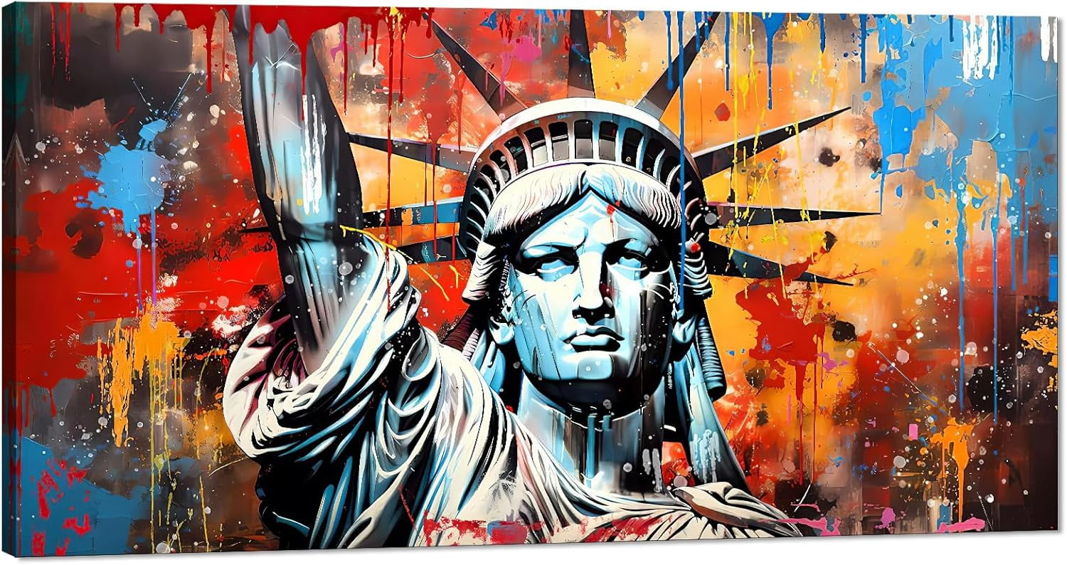 AVOI Banksy Canvas Wall Art Modern Street Graffiti Wall Decor Colorful ...