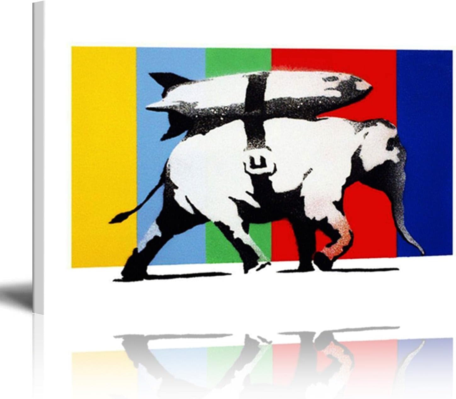 AVOI Banksy Canvas Wall Art Rocket Elephant Kids Boy Street Graffiti ...