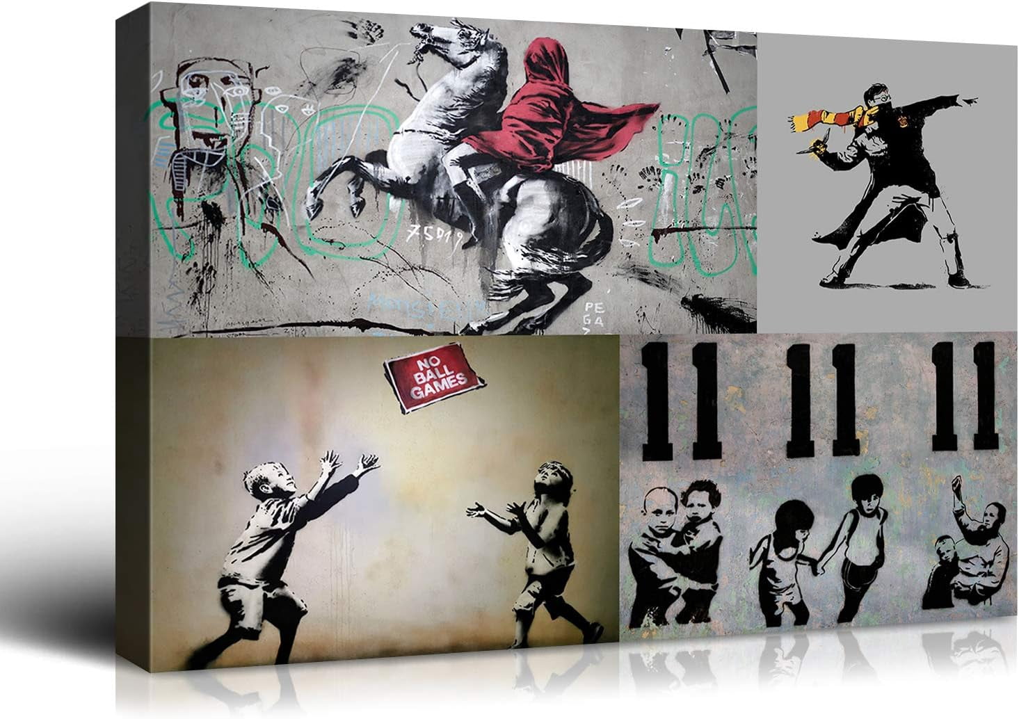 AVOI Banksy Wall Art Collage Canvas Set of Prints - Modern Living Room ...