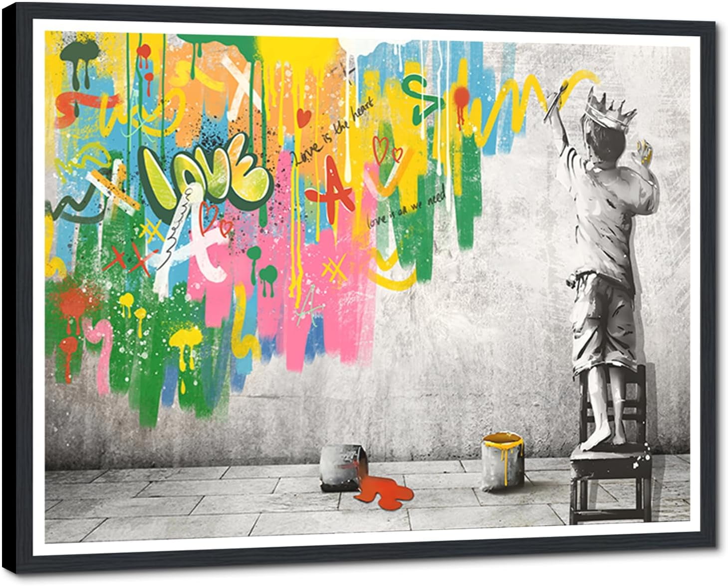 AVOI Banksy Wall Art Colorful Graffiti Canvas Wall Art Street Graffiti ...