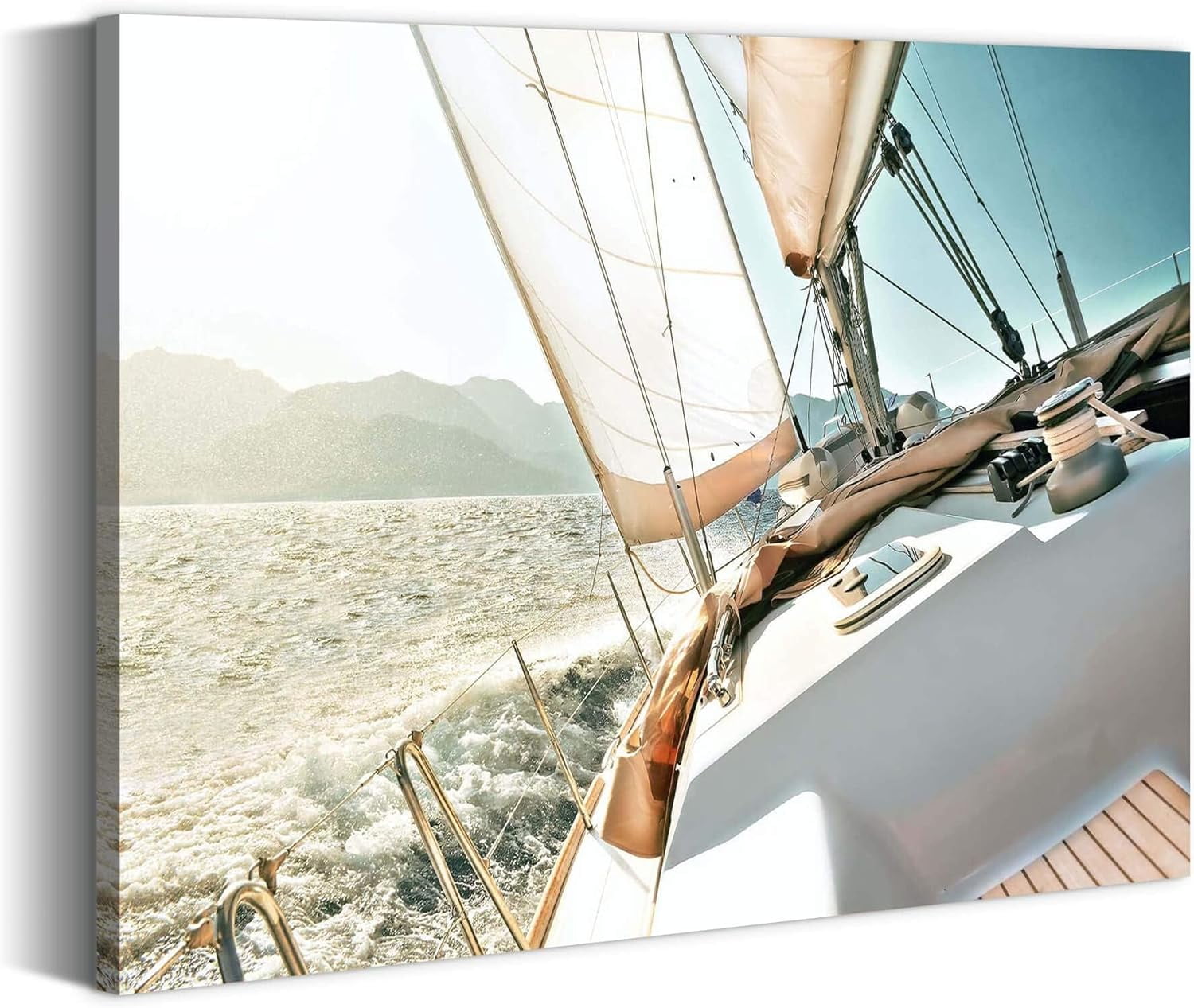 AVOI Bathroom Sailboat Canvas Wall Art: Sunset Ocean Nautical Yacht ...
