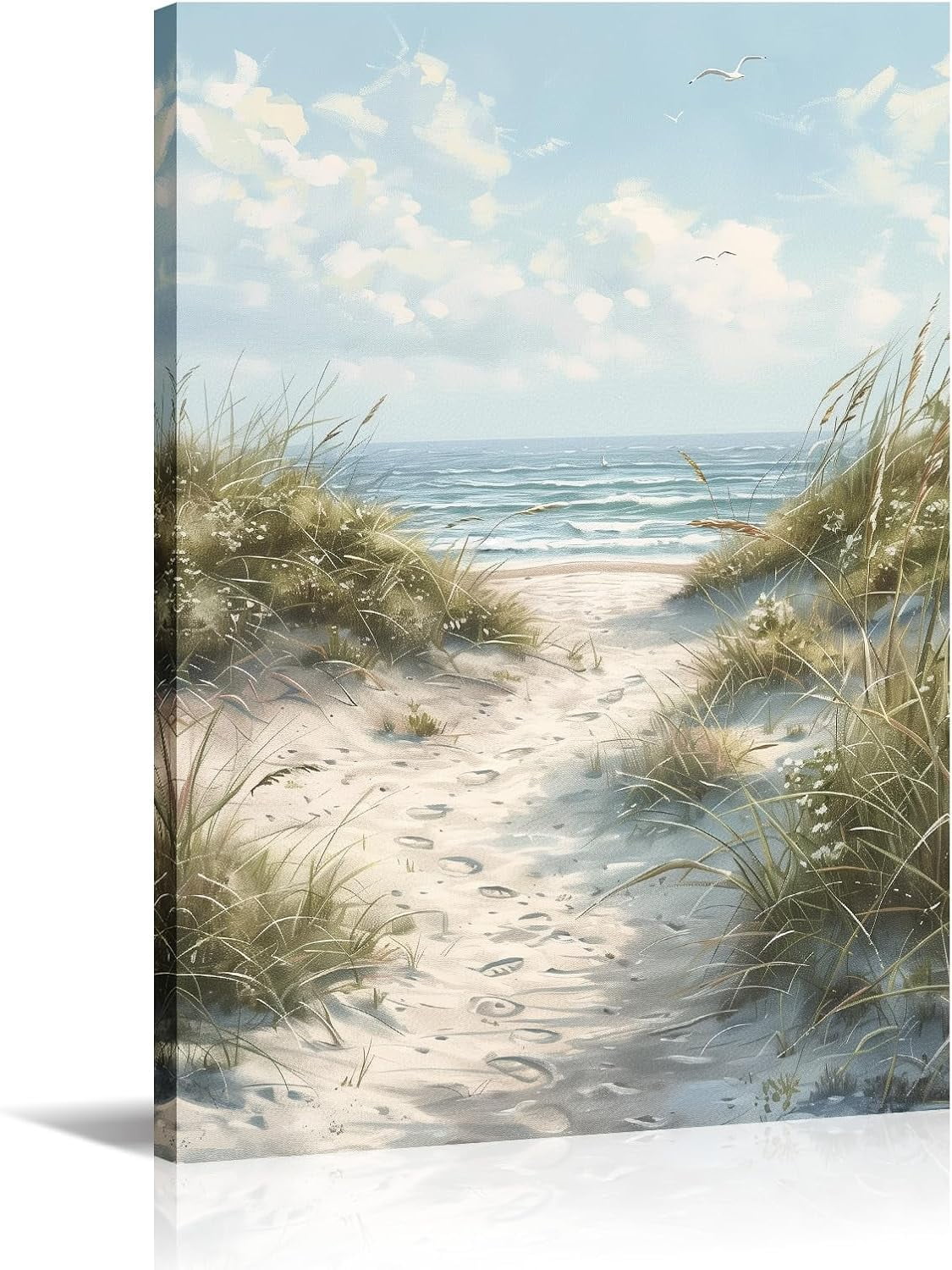 AVOI Beach Canvas Wall Art Sandy Path Picture Coastal Ocean Painting ...