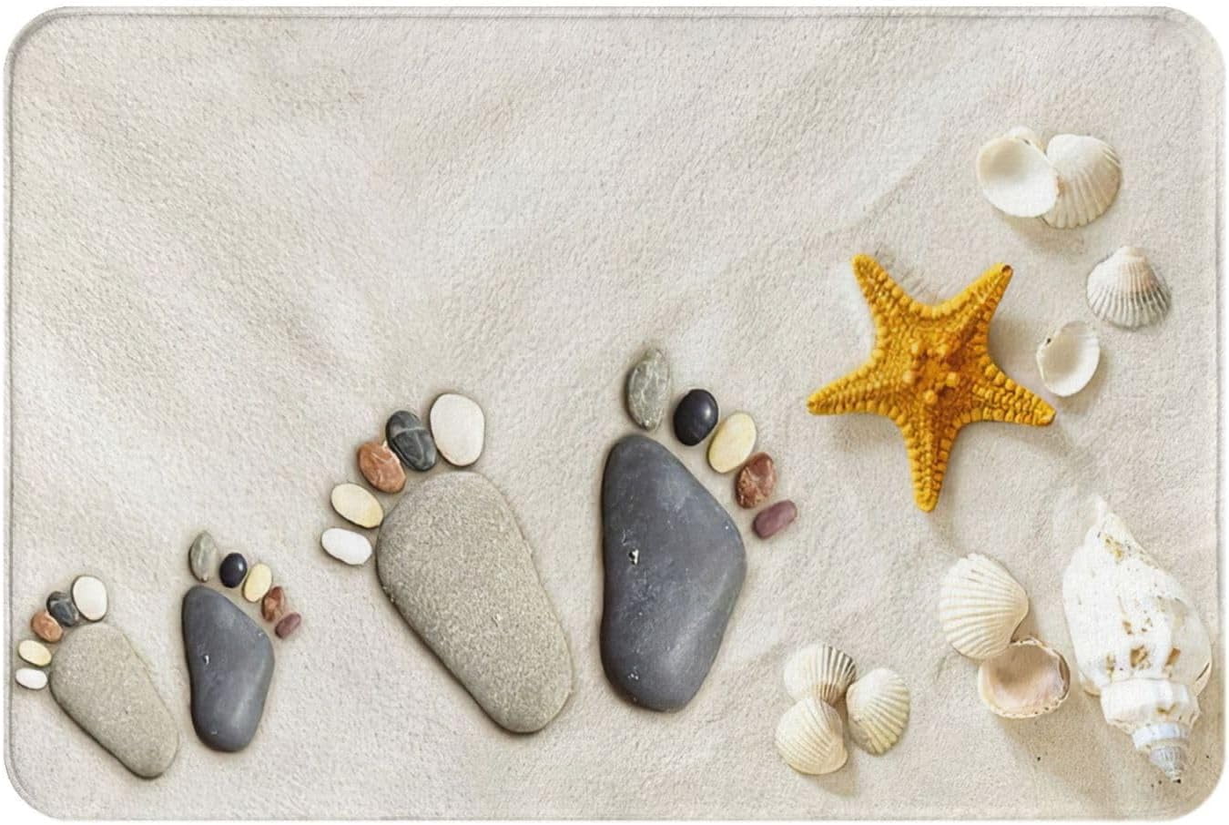 AVOI Beach Seashell Bathroom Rug Stone Coastal Bath Mat Non Slip ...