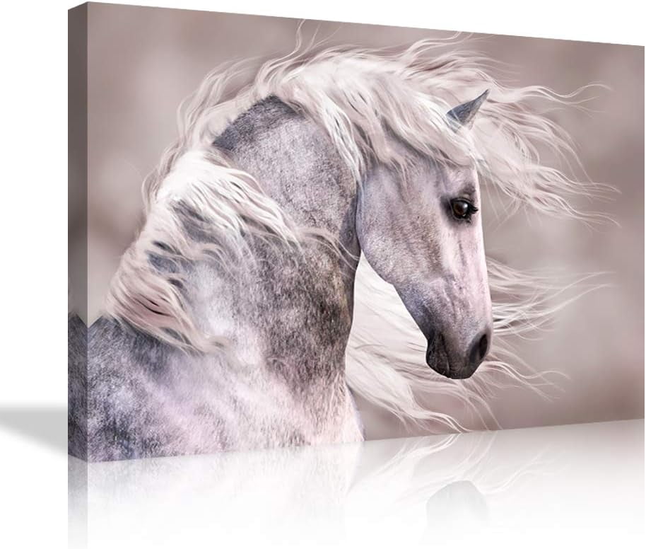 AVOI Beauty White Stallion Horse in Color Pictures Landscape Wild ...