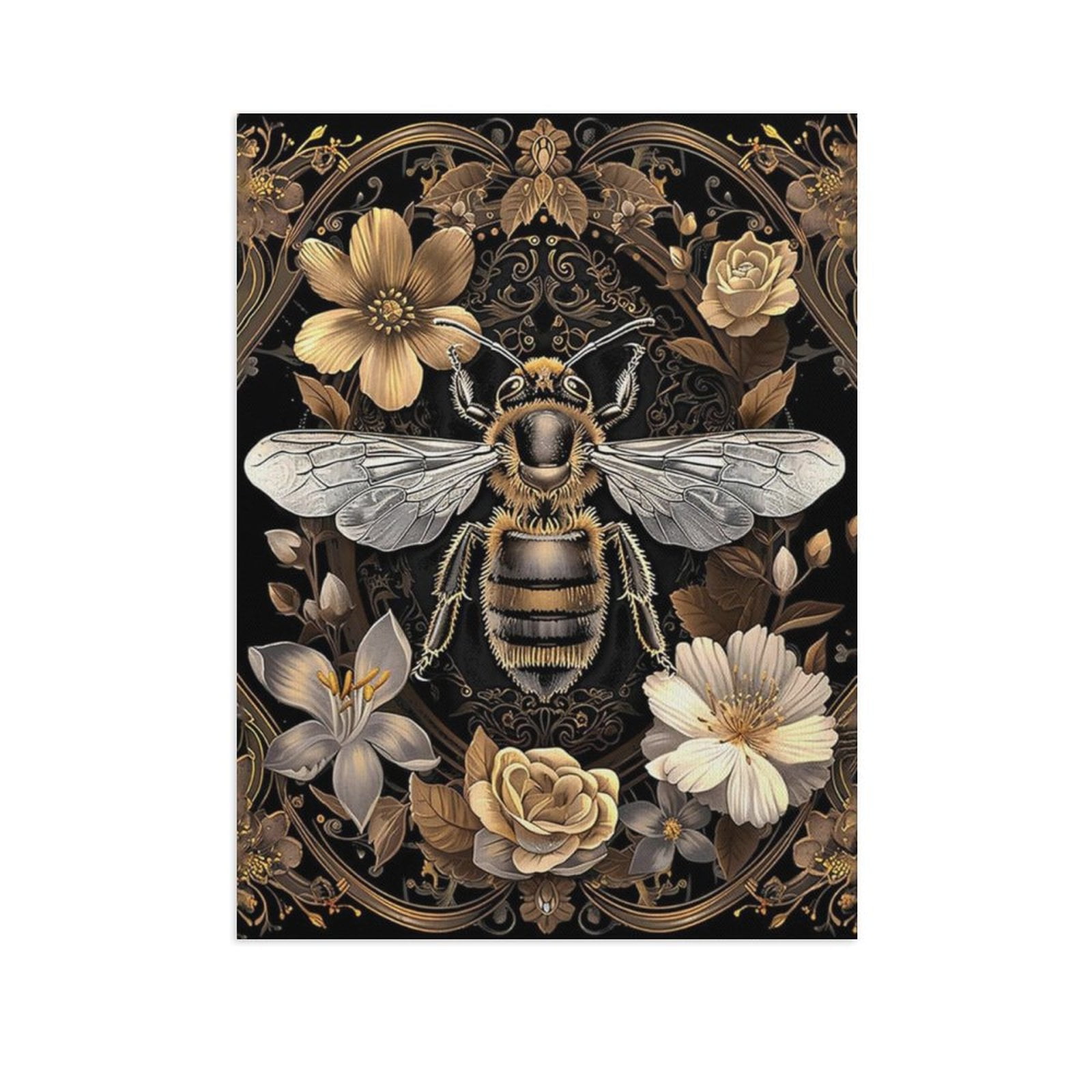 AVOI Bee Decor Wall Art Golden Bee Wall Decor Golden Bee Poster Bee ...