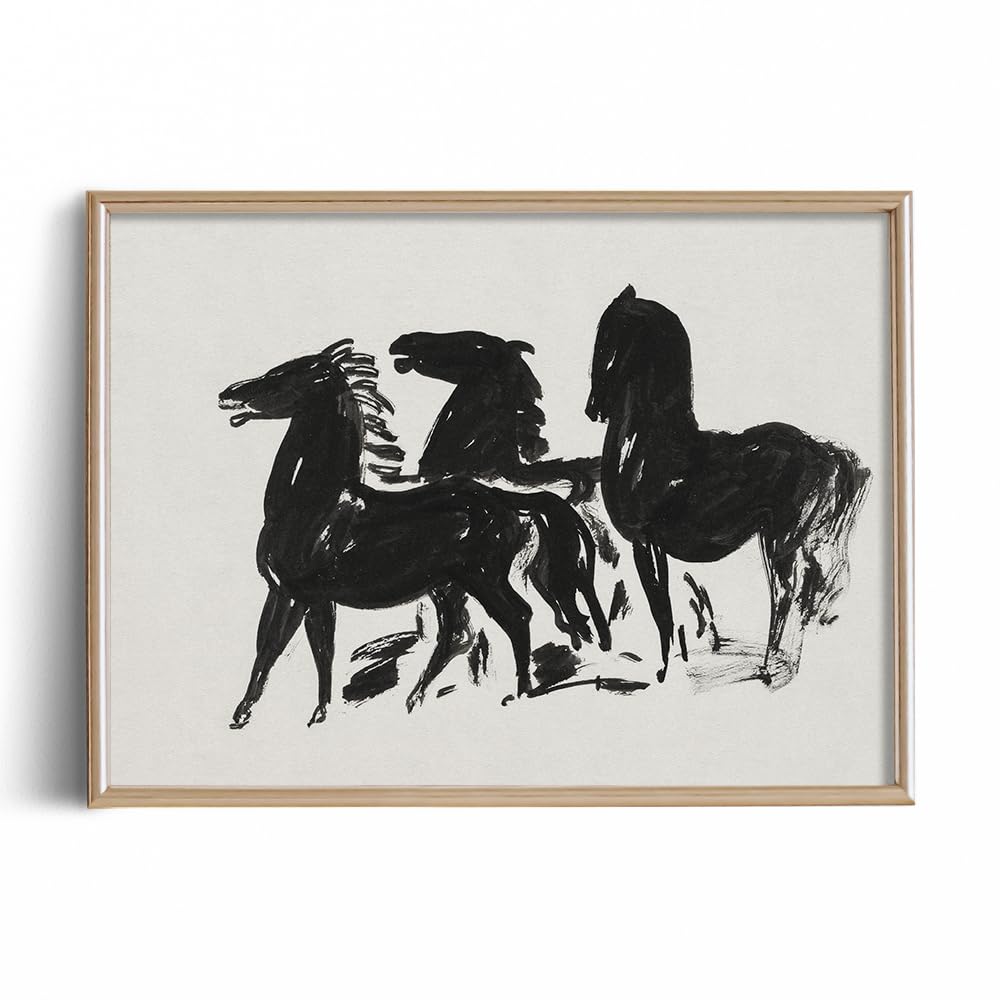 AVOI Beige Equine Pony Equestrian Print Poster - Horse Drawing Etching ...