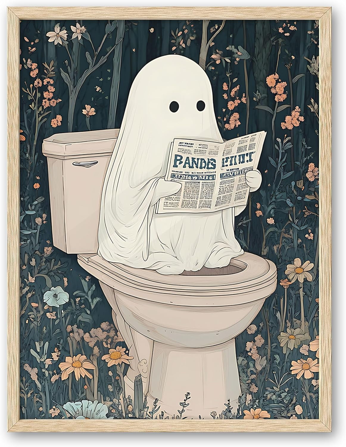 AEFER Beige OAK Unframed Ghost Wall Decor- Halloween Wall Art Prints ...