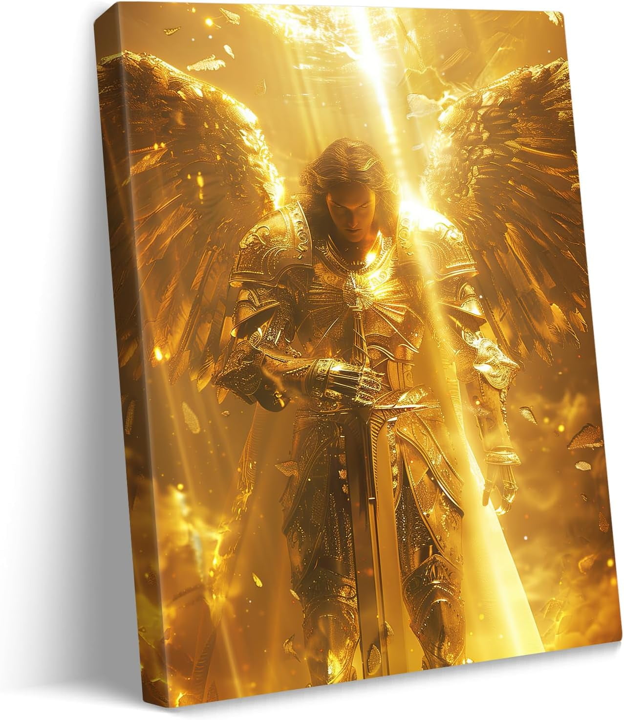 AVOI Bible Stories Canvas Wall Art Heavenly Guardian Archangel Michael Wearing Golden Armor ...