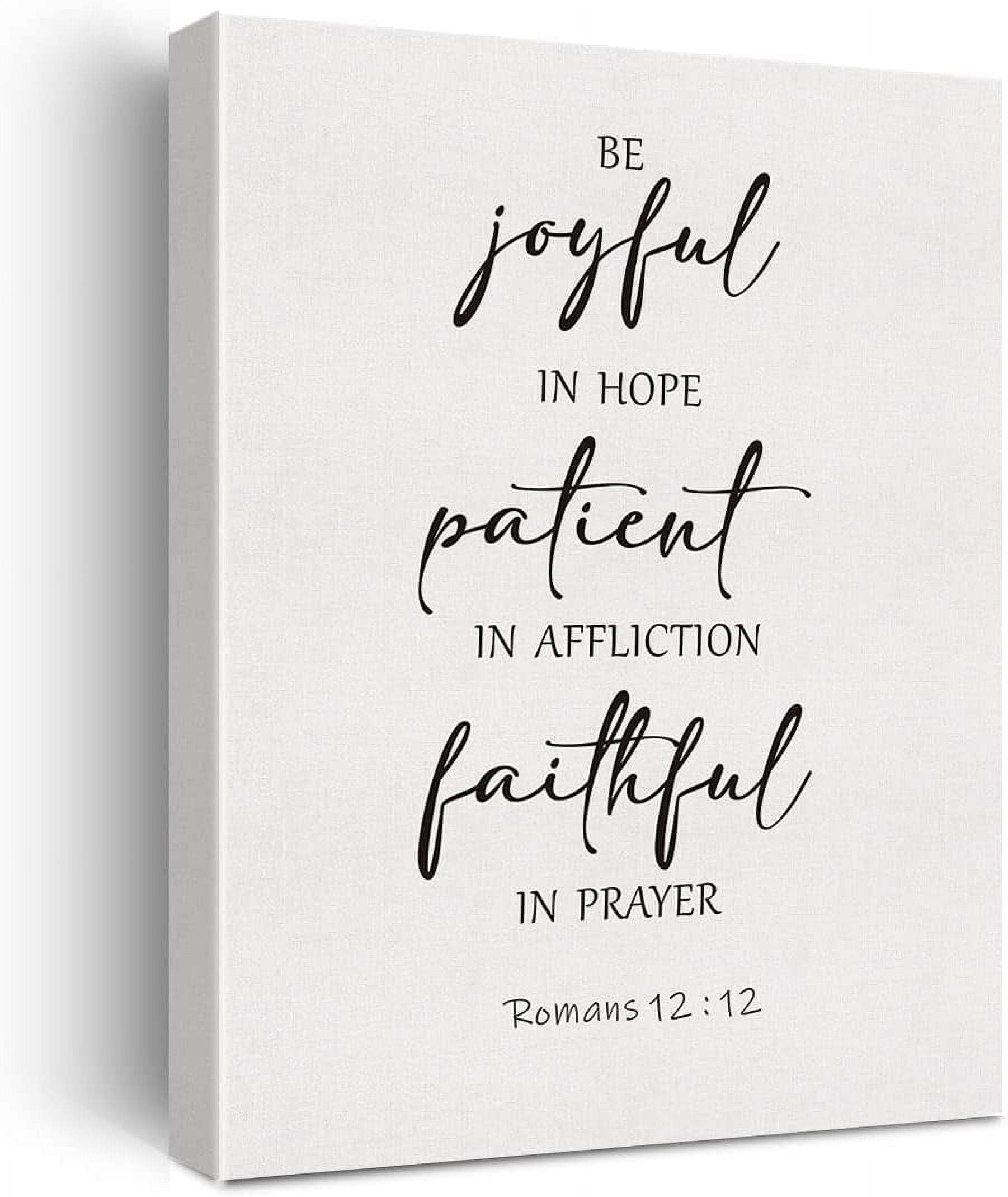 AVOI Bible Verse Canvas Print Decor Be Joyful in Hope Romans 12 : 12 ...