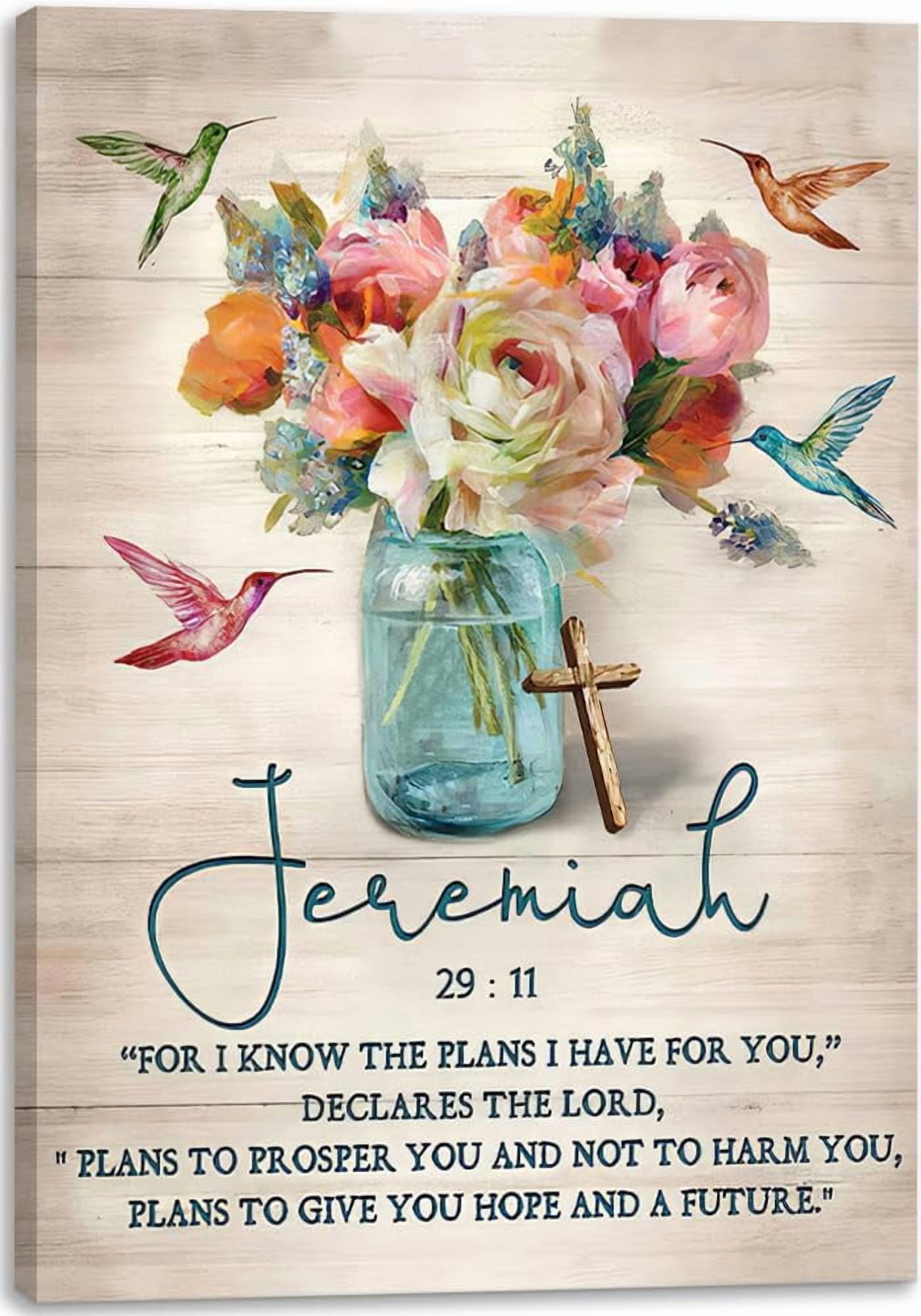 AVOI Bible Verse Floral Canvas Wall Art, Scripture Wildflower Art Wall ...