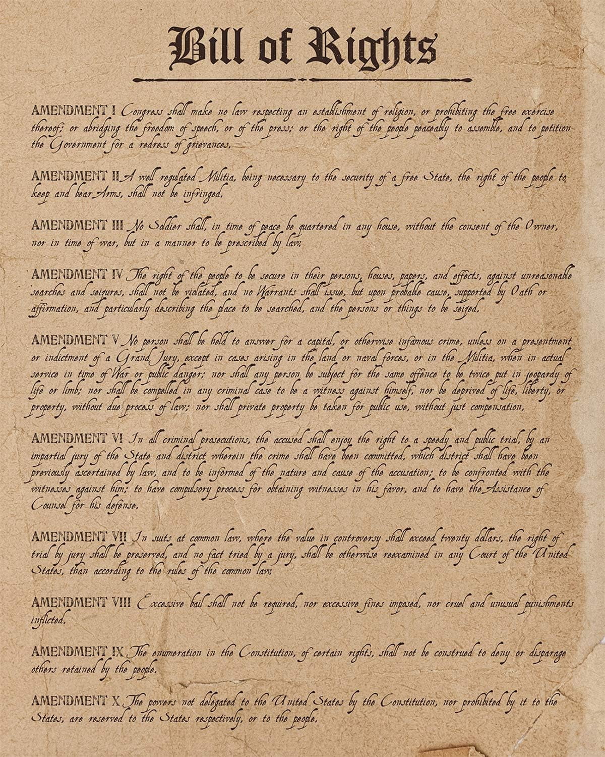 AVOI Bill of Rights - Wall Decor Art Print with a light brown ...
