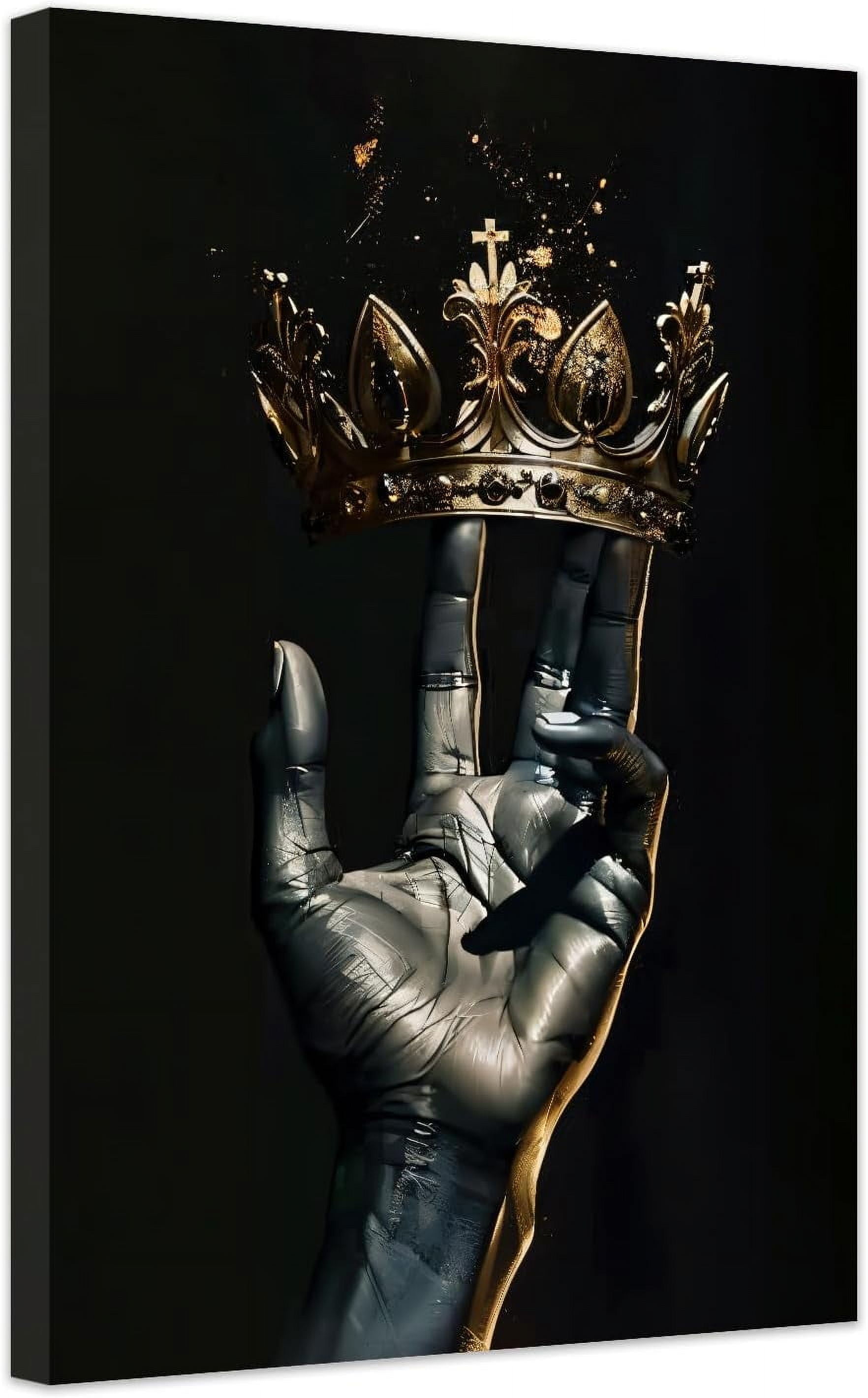 AVOI Black African Wall Art Gold Crown Wall Decor King Picture African ...