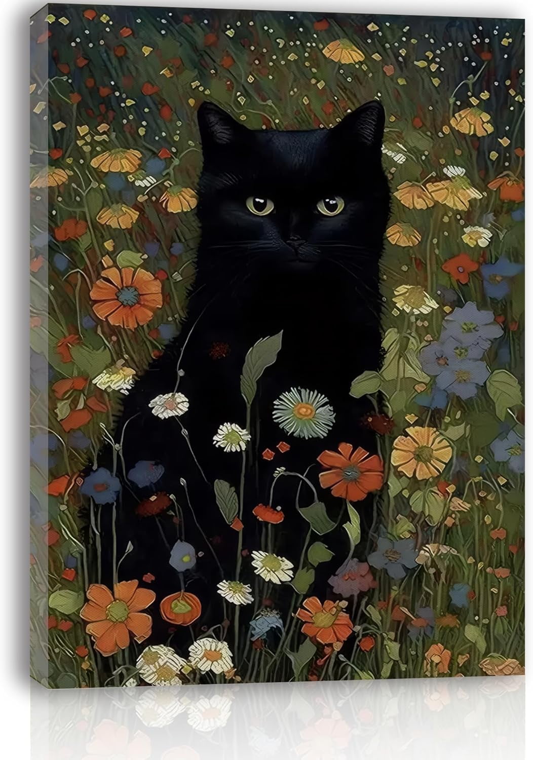 AVOI Black Cat Wall Decor Cats In Garden Flowers Prints Vintage Wall ...