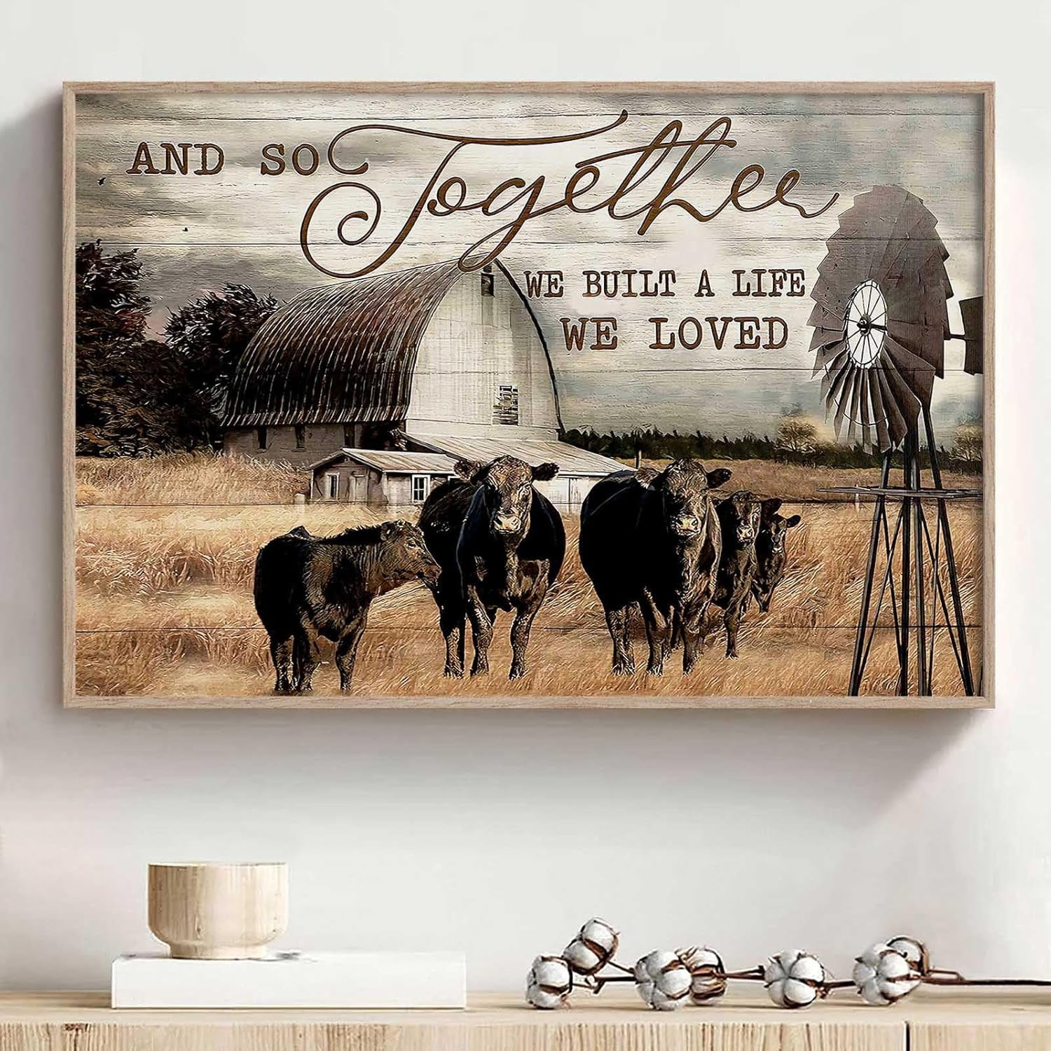 AVOI Black Cow Painting Canvas Wall Art Funny Animal Paintings Rustic ...