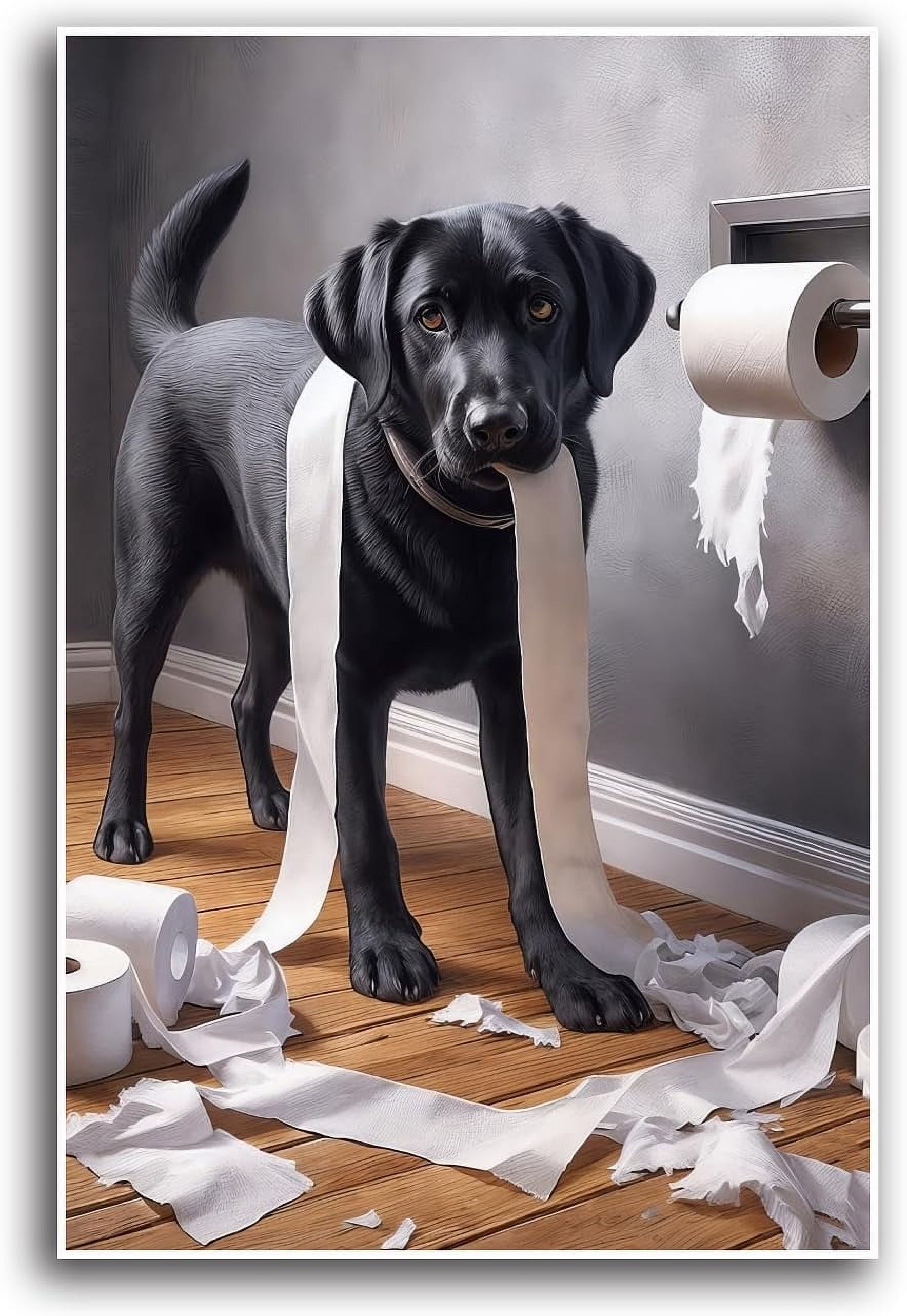 AVOI Black Labrador Bathroom Print Funny Labrador Toilet Paper Wall Art ...