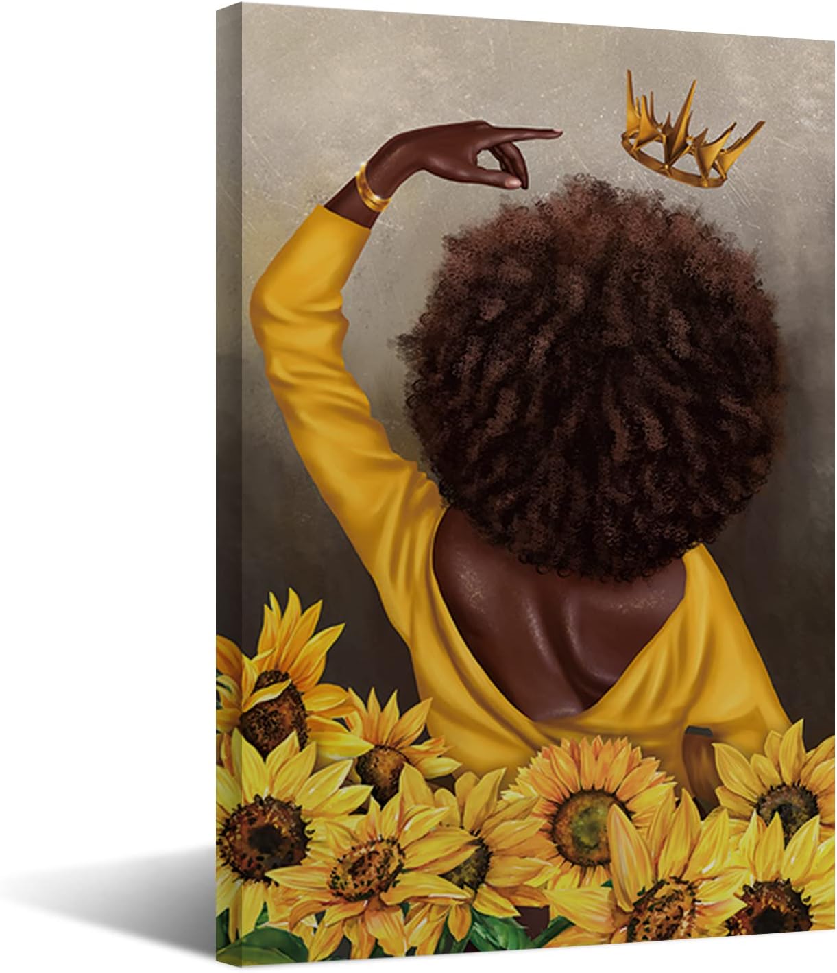 AVOI Black Queen Poster African American Wall Art Girl Sunflower Canvas Prints Elegant Afro ...