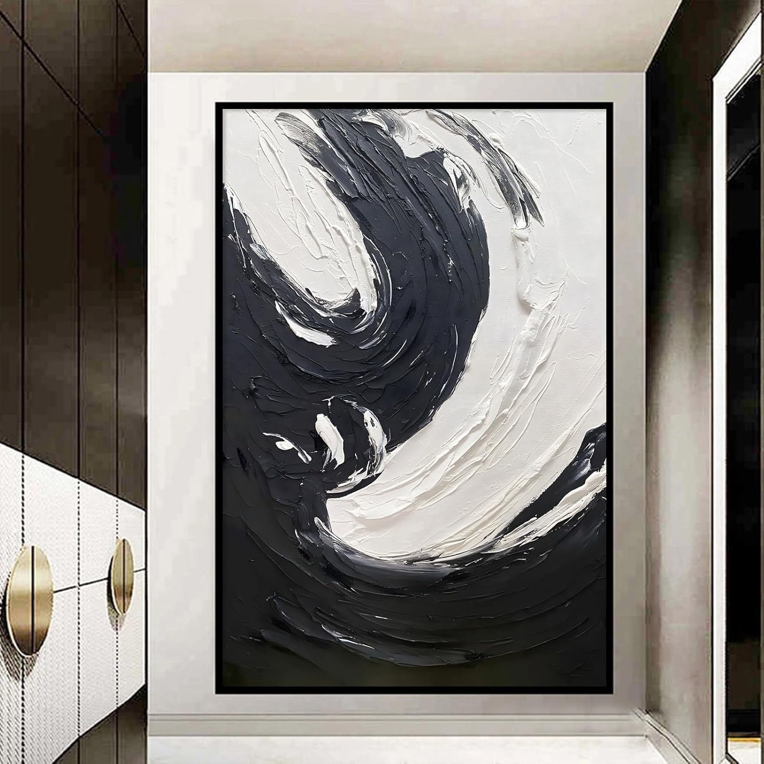 AVOI Black and White Abstract Canvas Wall Art Modern Texture Painting ...